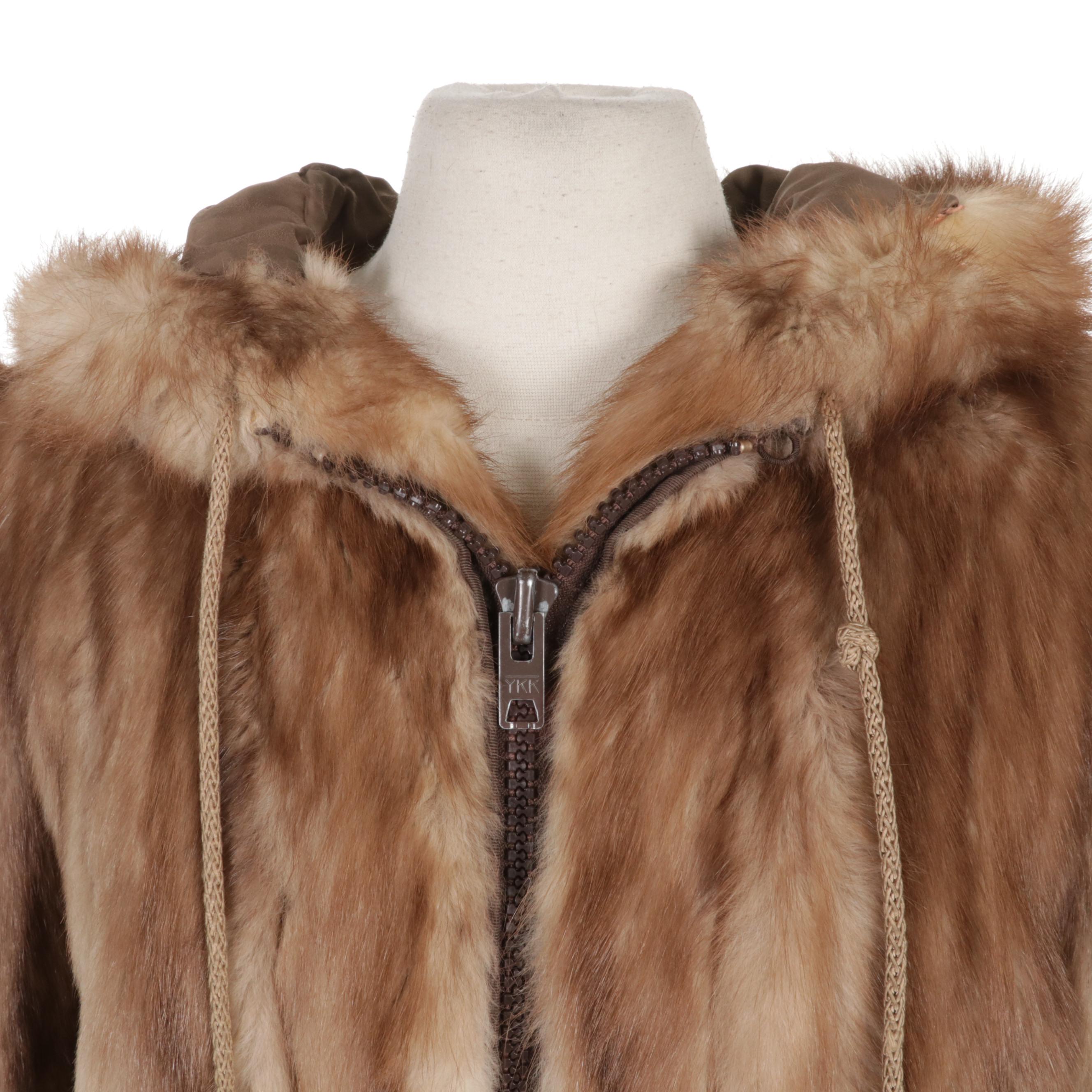 Stone Martin Fur Hooded Zip-Up Jacket, Late 20th Century | EBTH