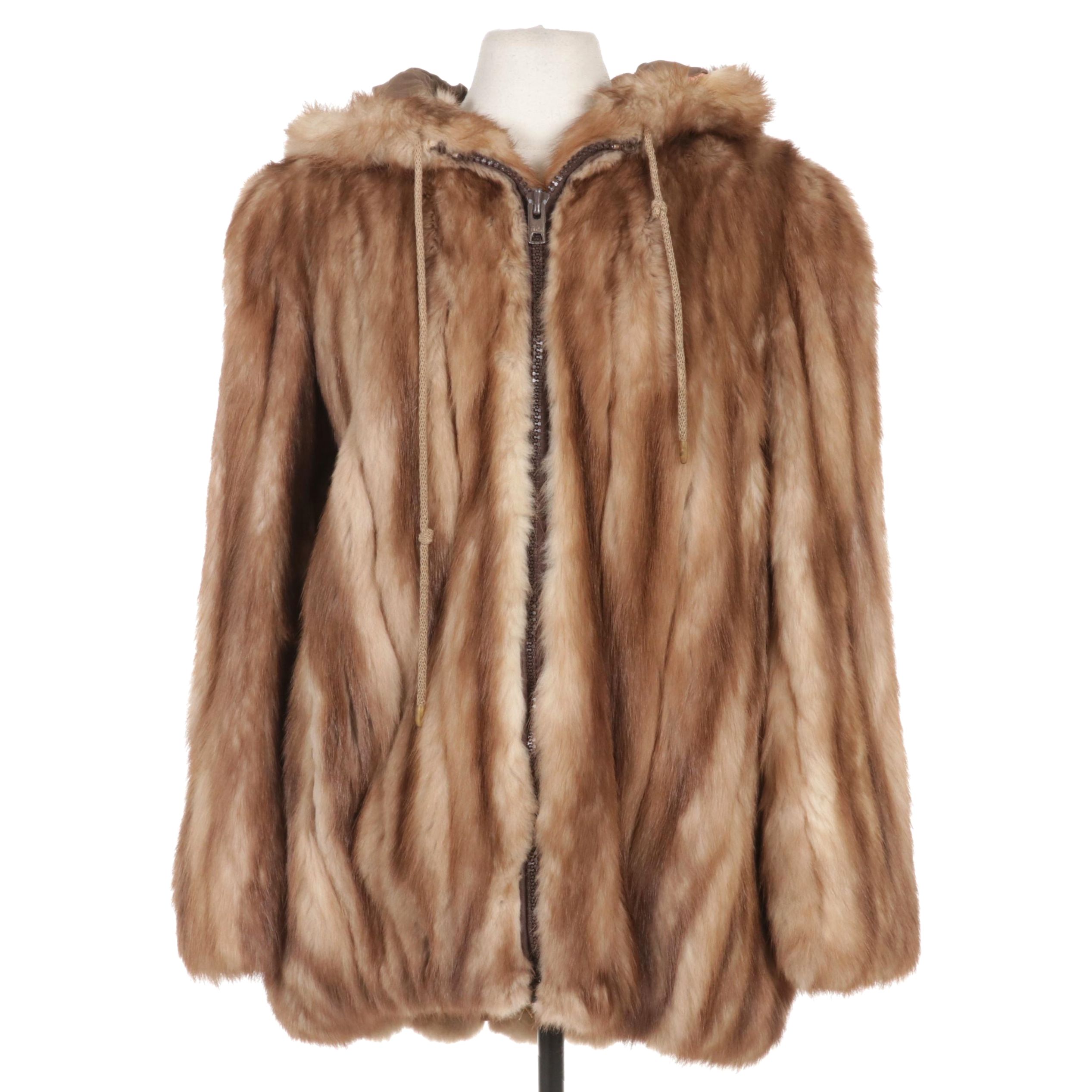 Stone Martin Fur Hooded Zip-Up Jacket, Late 20th Century | EBTH