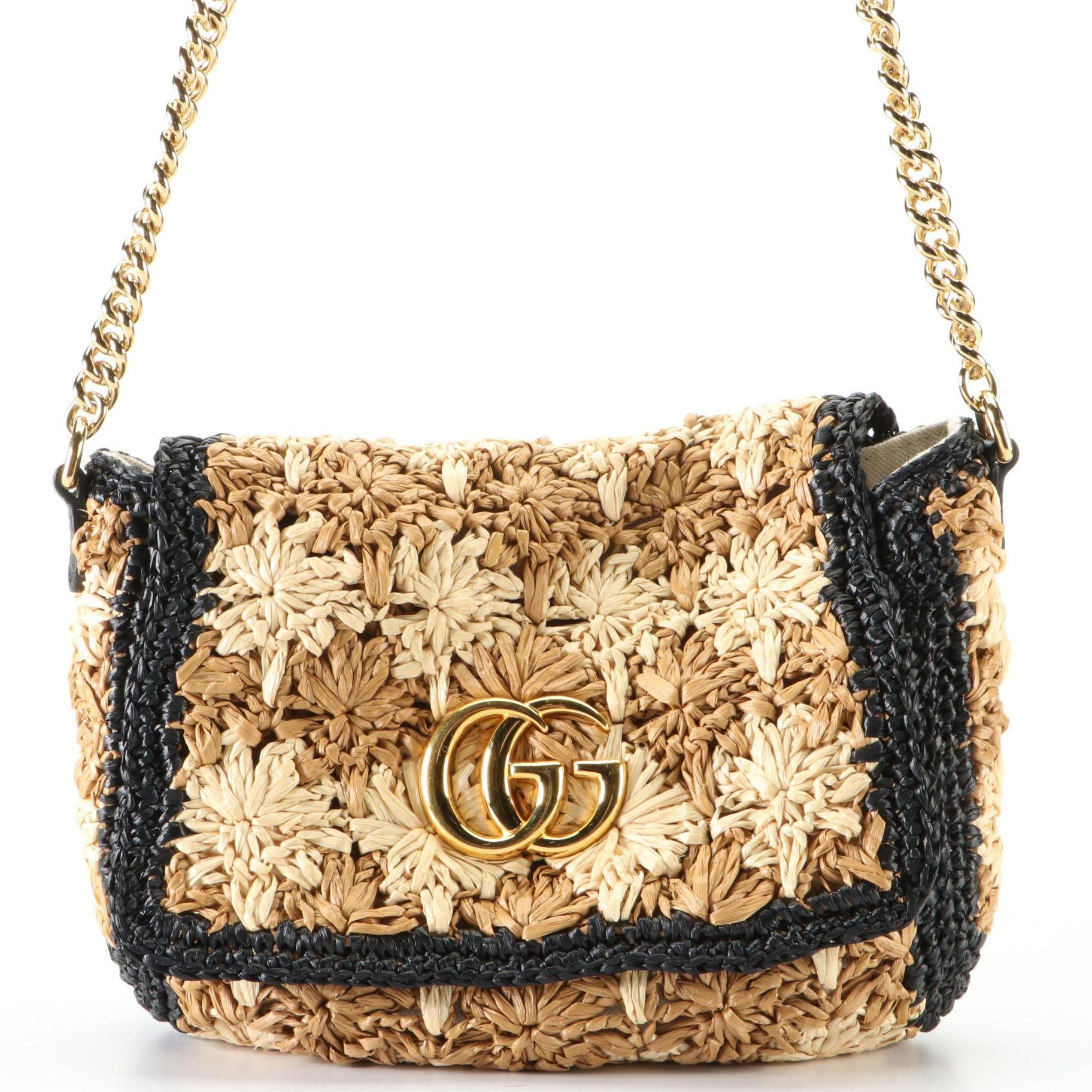 Gucci Marmont Raffia Flap Shoulder Bag | EBTH