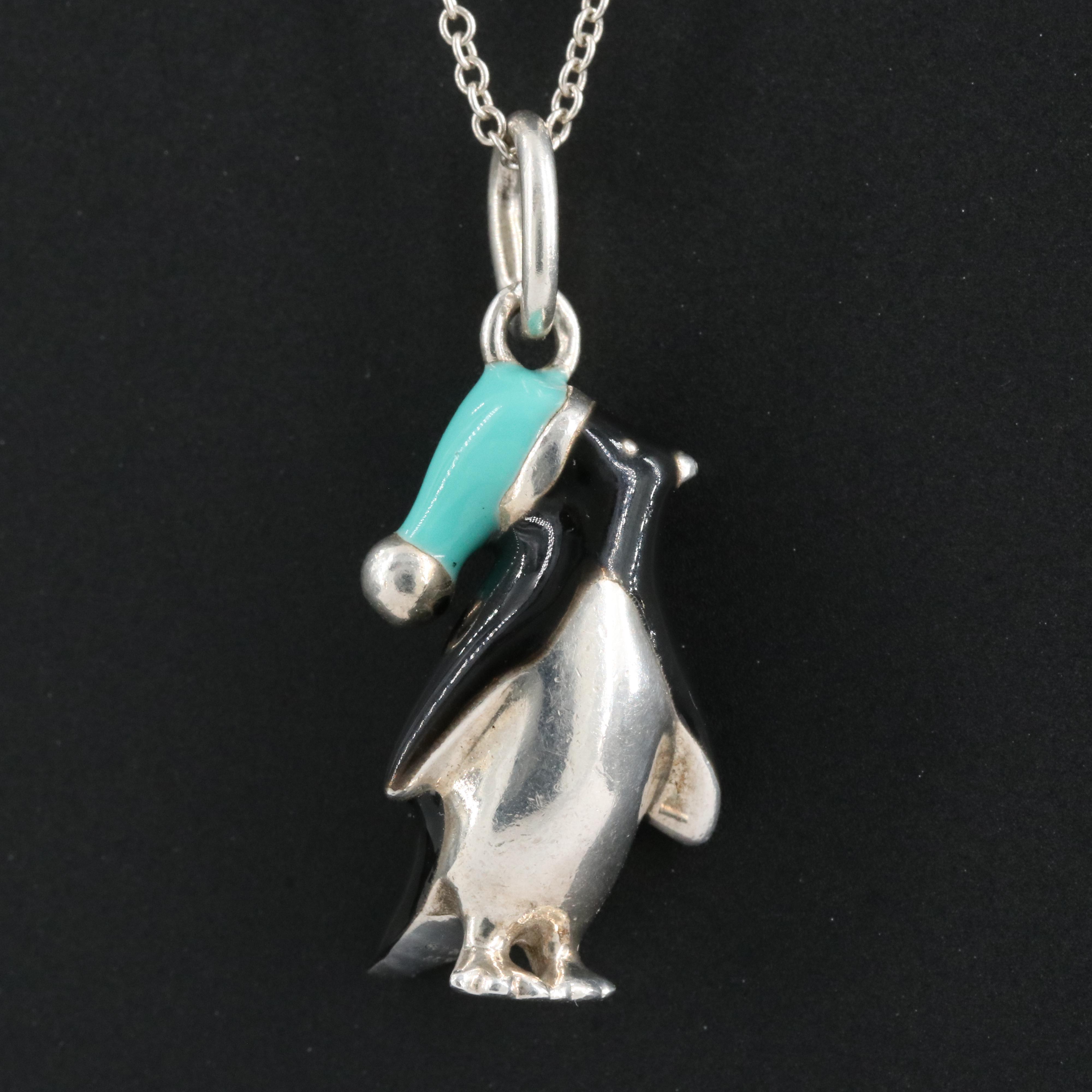 Tiffany & Co. Sterling Enamel Penguin Necklace | EBTH
