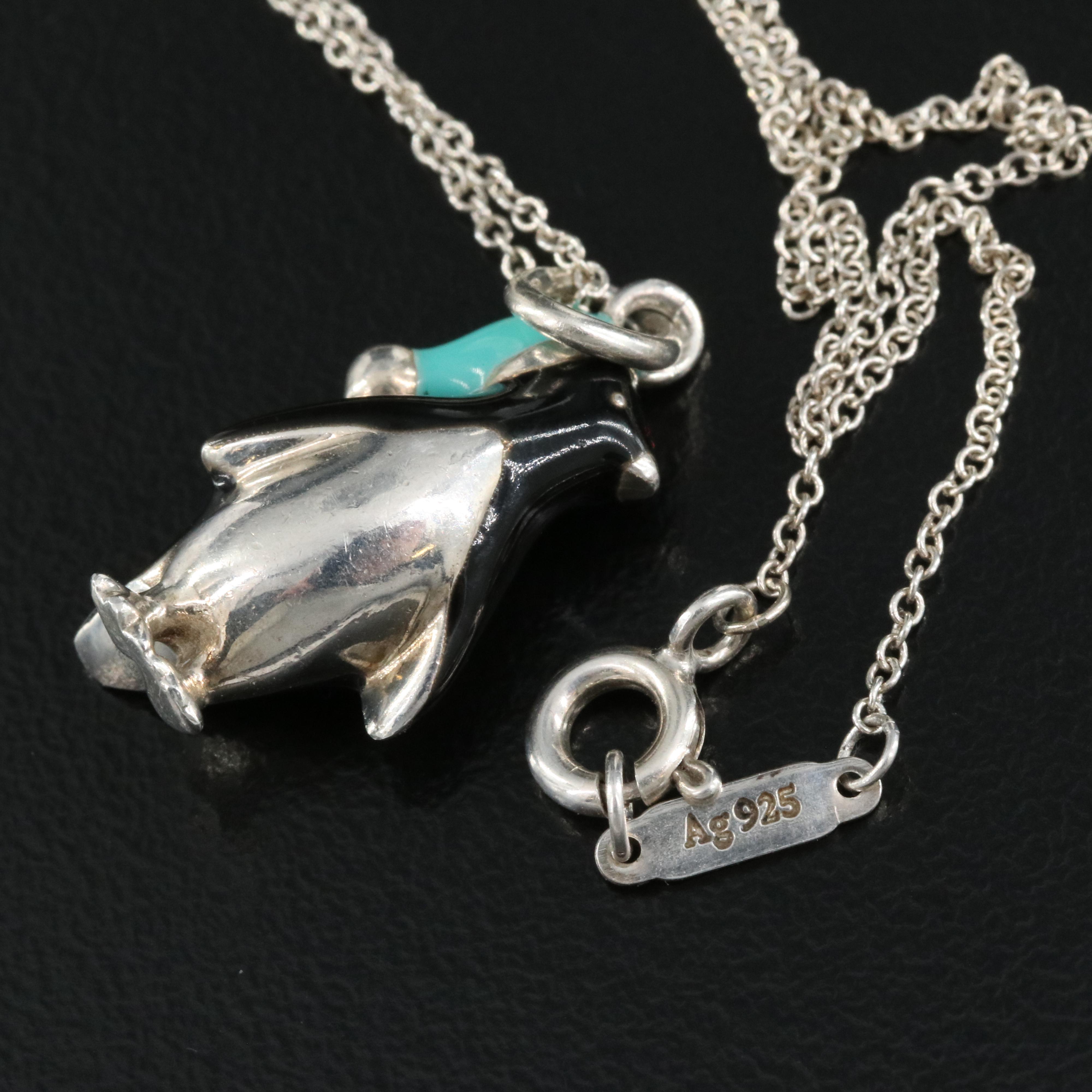 Tiffany & Co. Sterling Enamel Penguin Necklace | EBTH