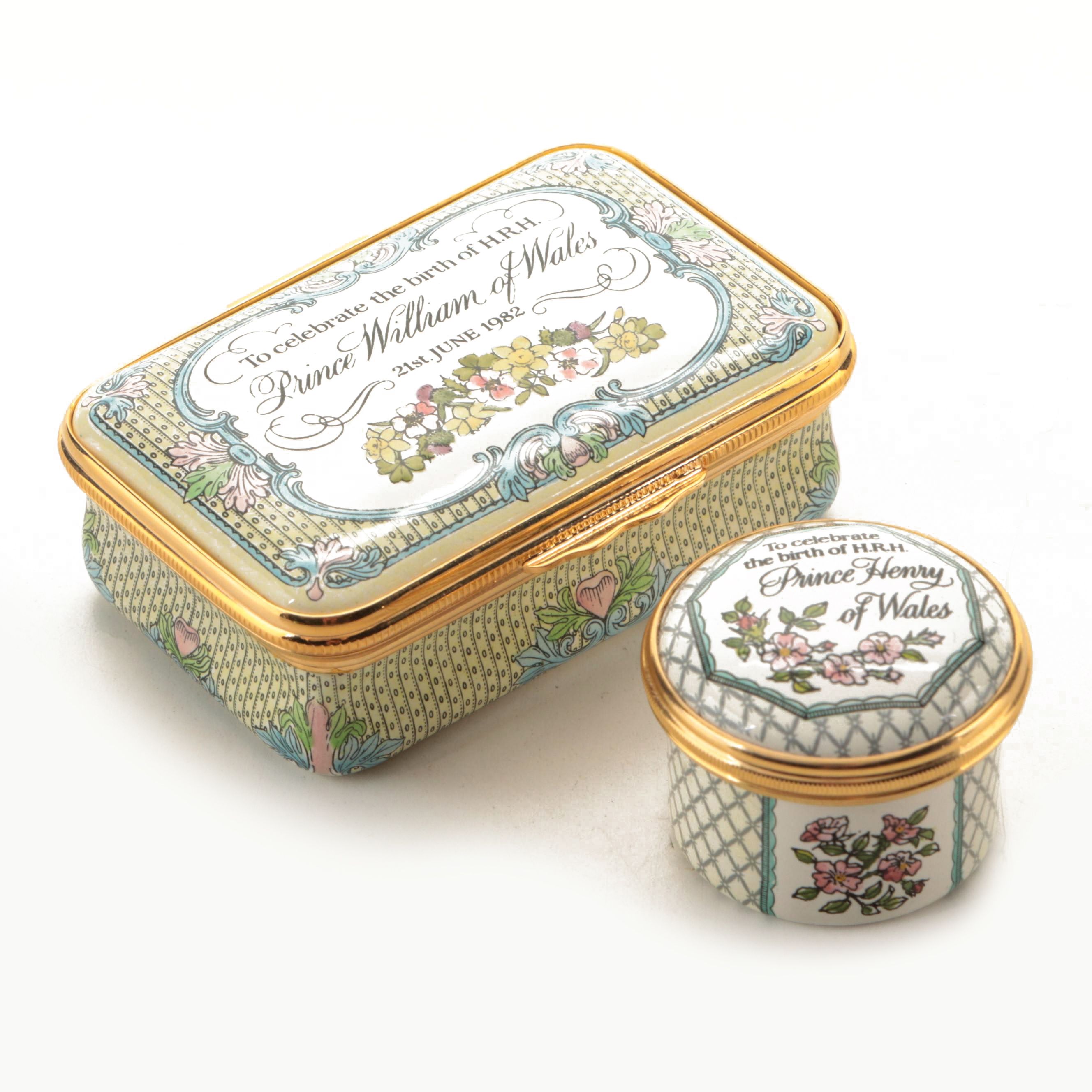 Halcyon Days Prince William and Prince Henry Birth Commemorative Boxes ...