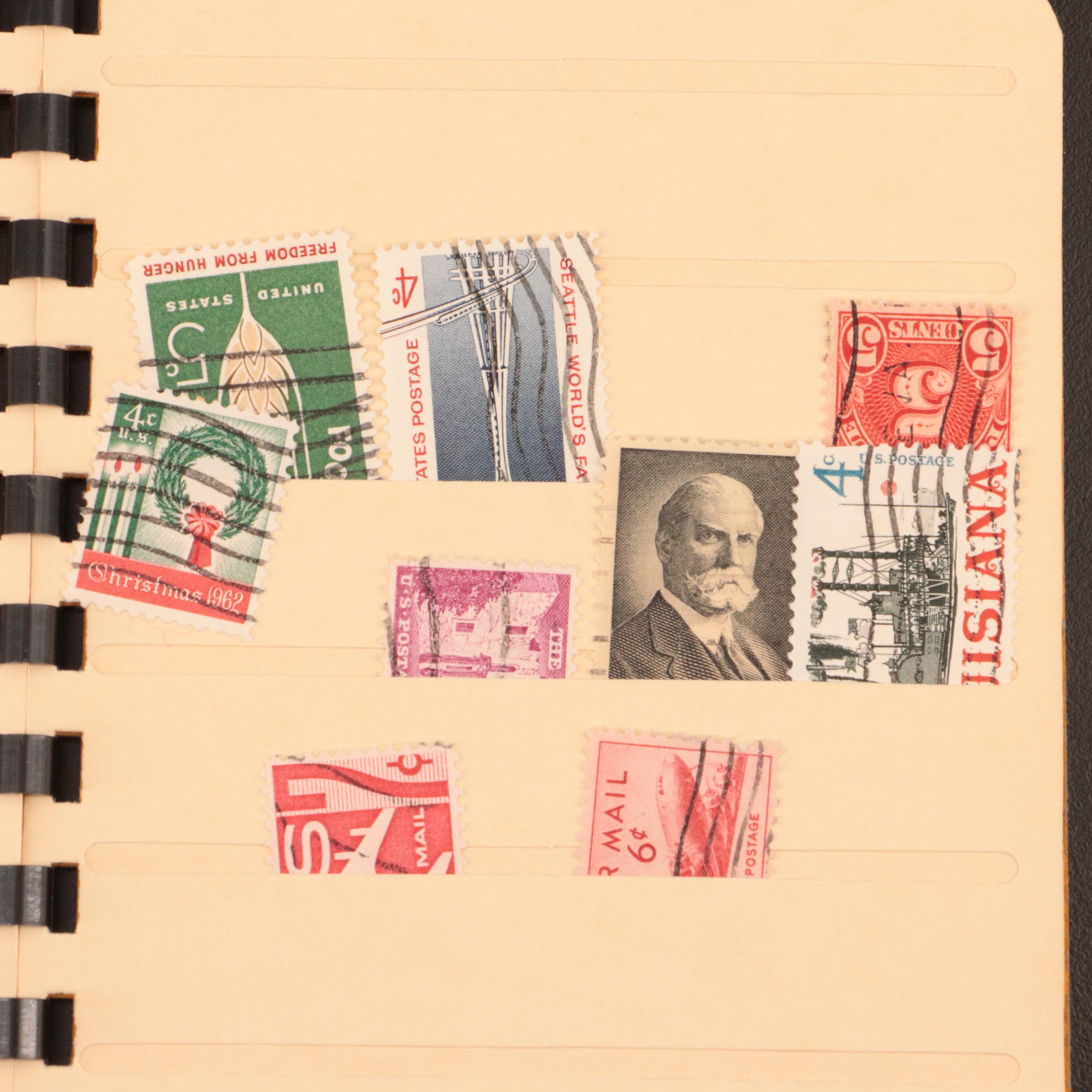 Three Partially Filled Postage Stamp Collection Albums and a Stamp ...