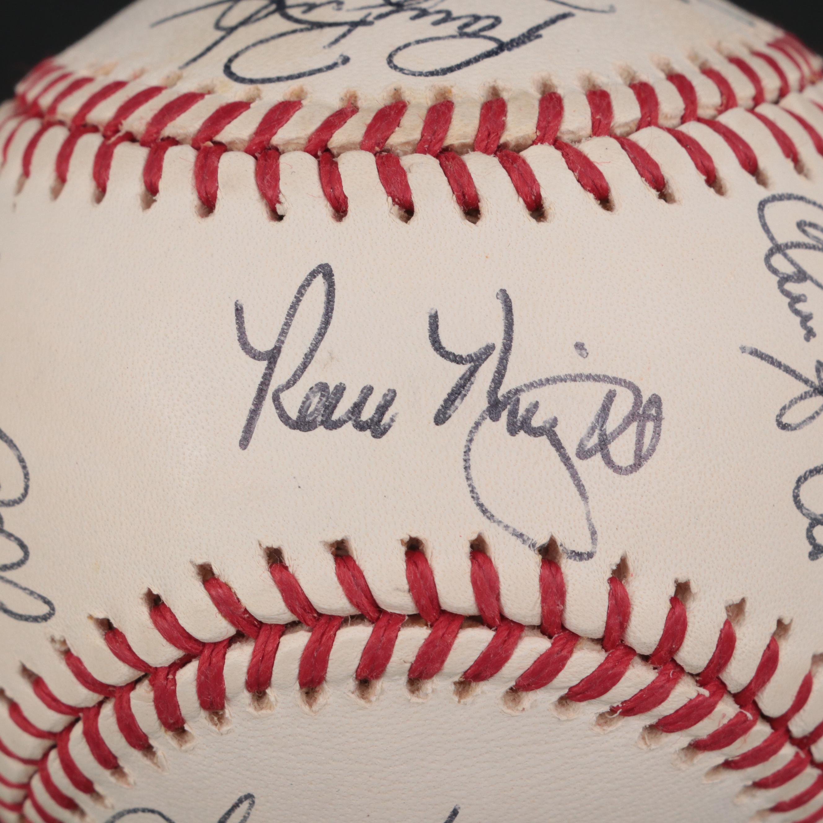 1996 Cincinnati Reds Team Signed Rawlings Baseball with Larkin, Sabo ...