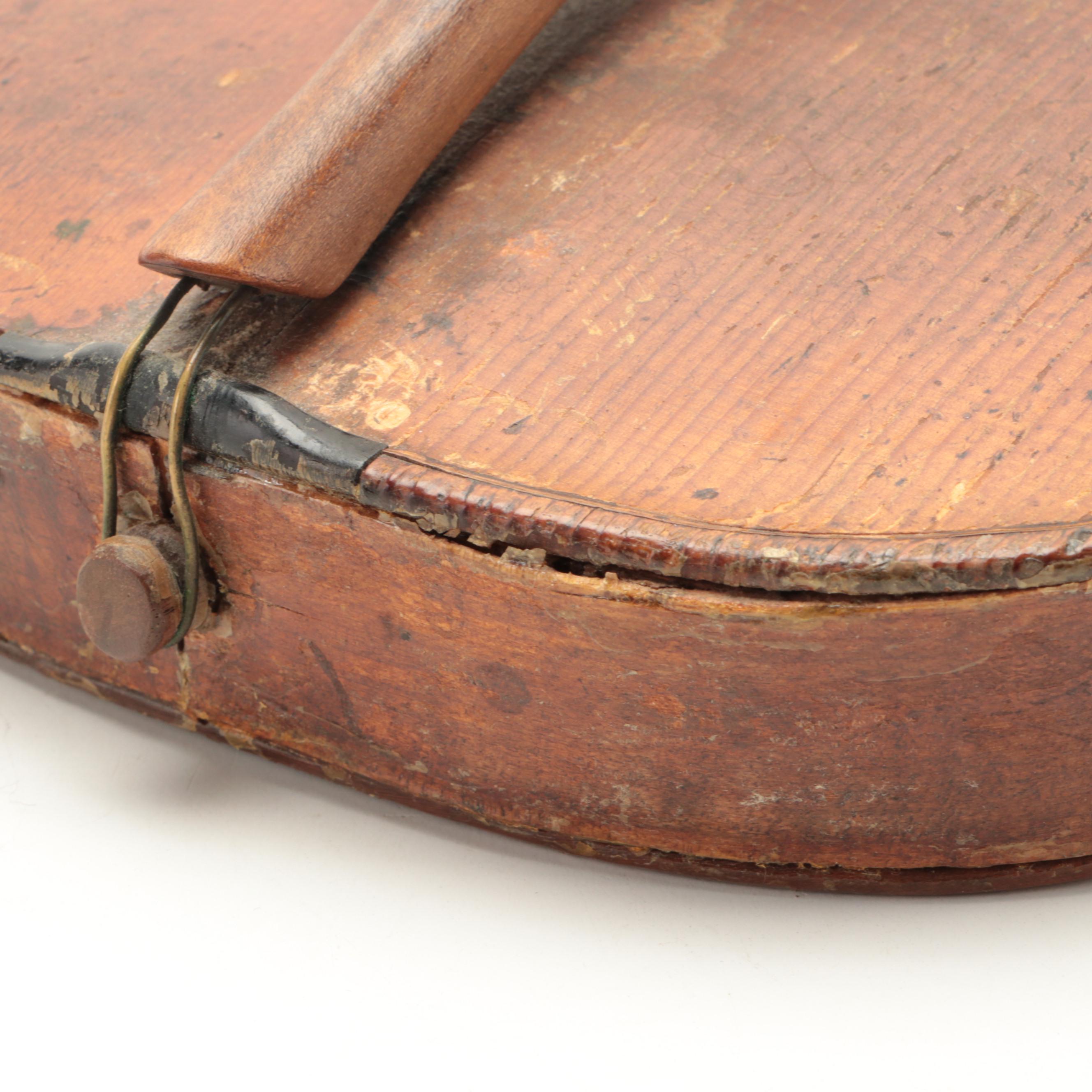 German 4/4 Violin with Carved Lion Head Scroll and Coffin Case, 19th C ...