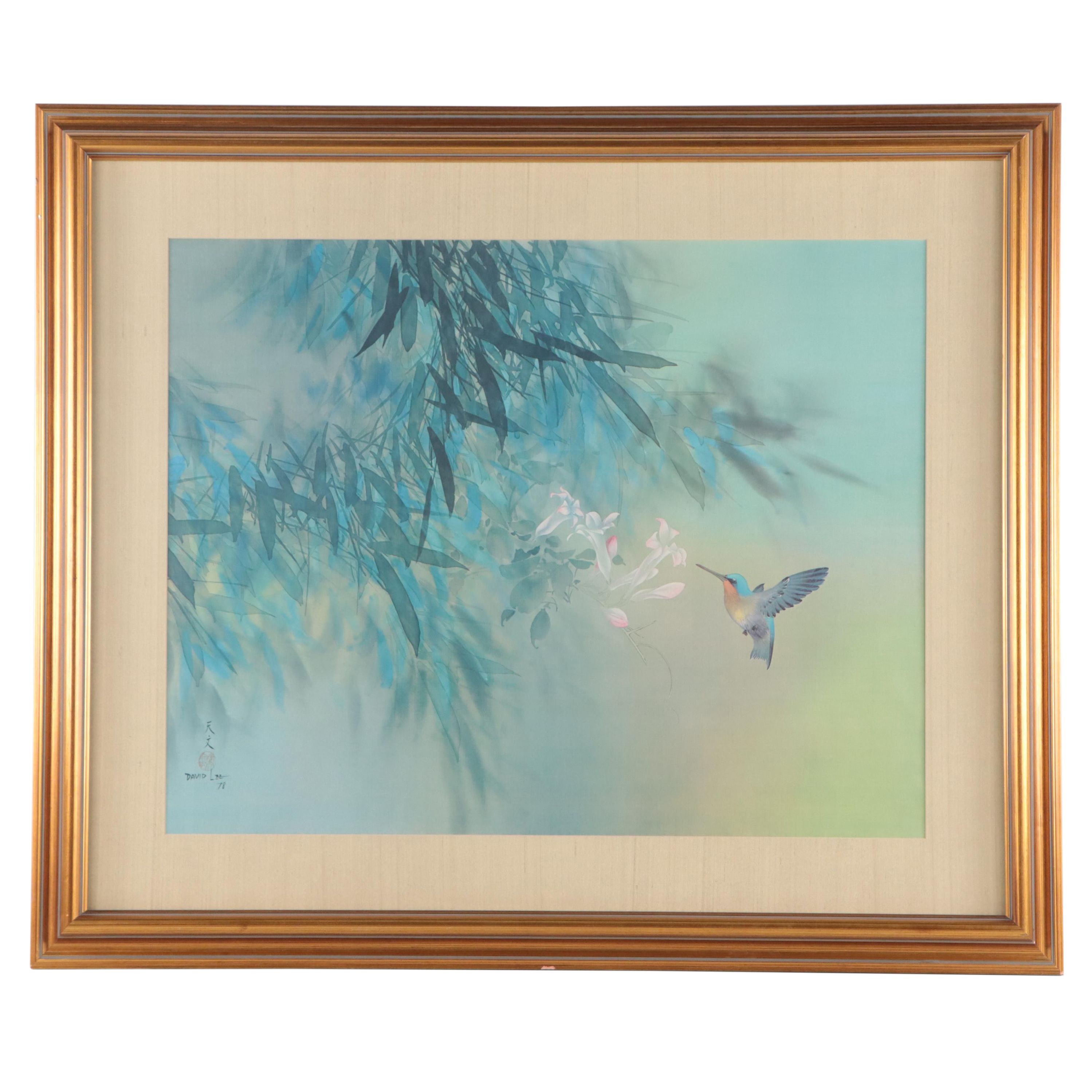 Offset Lithograph After David Lee of Blossoming Tree and Hummingbird | EBTH