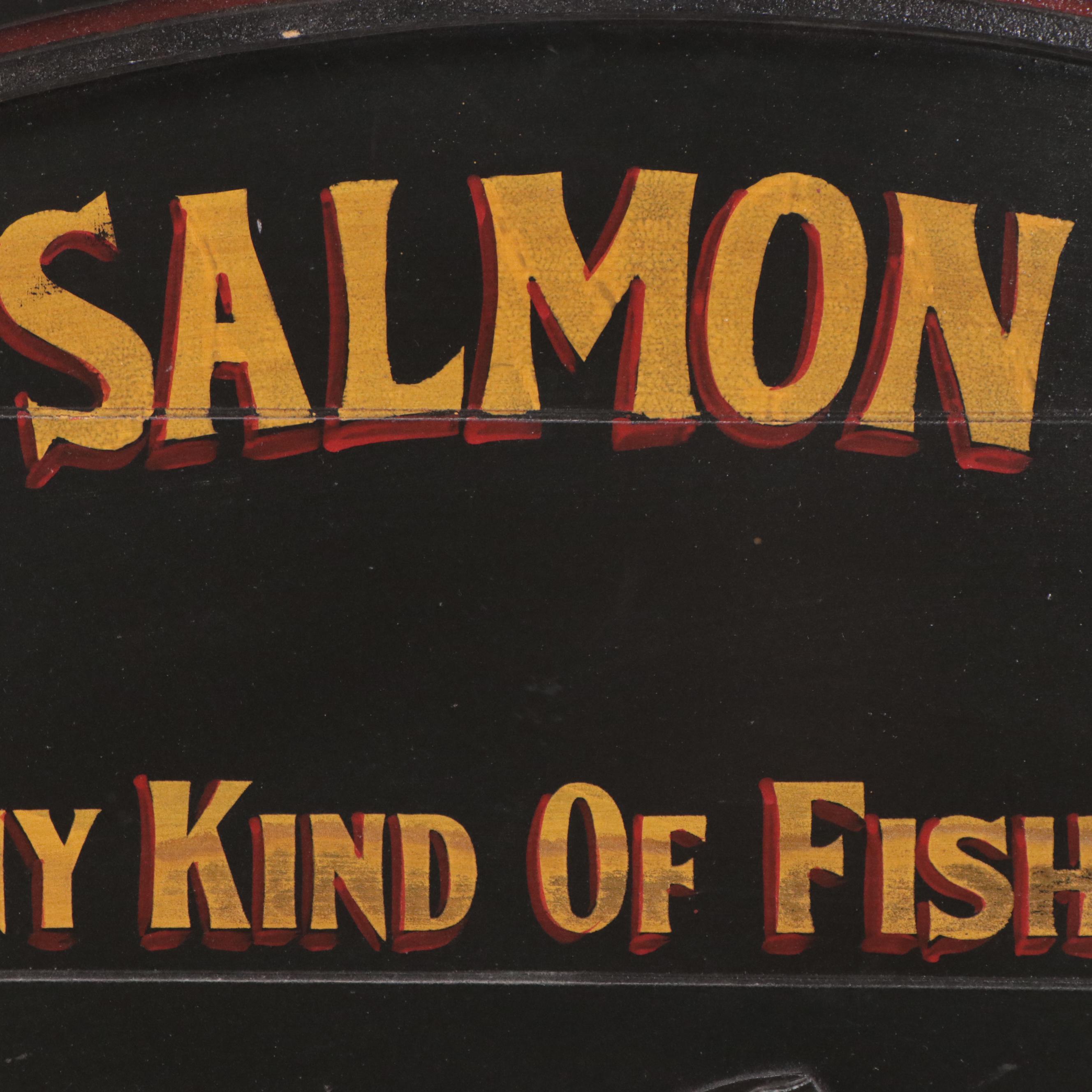 Painted-Wood Fishing Tackle Shop Sign "The Salmon Shop" | EBTH