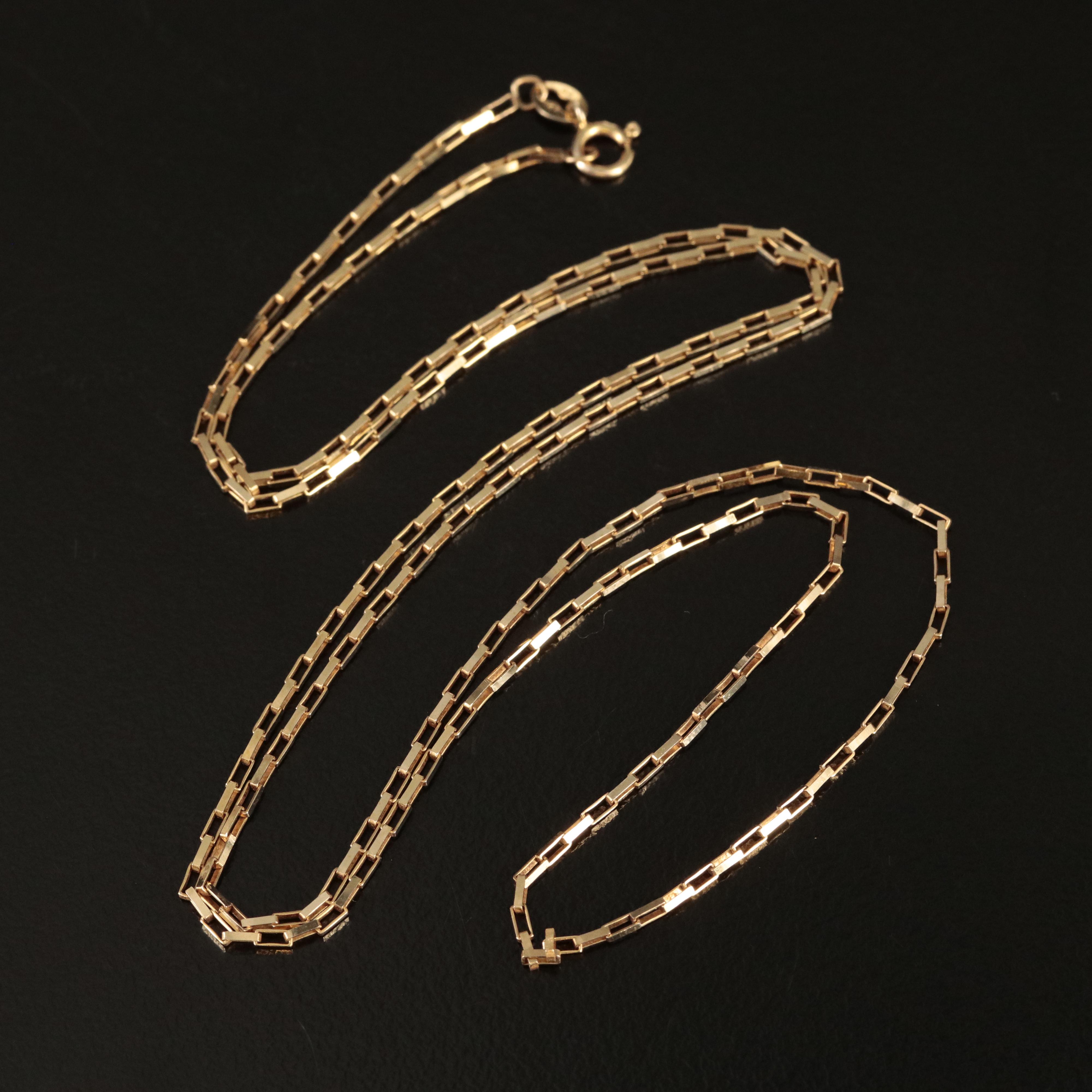 14K Elongated Box Chain Necklace | EBTH