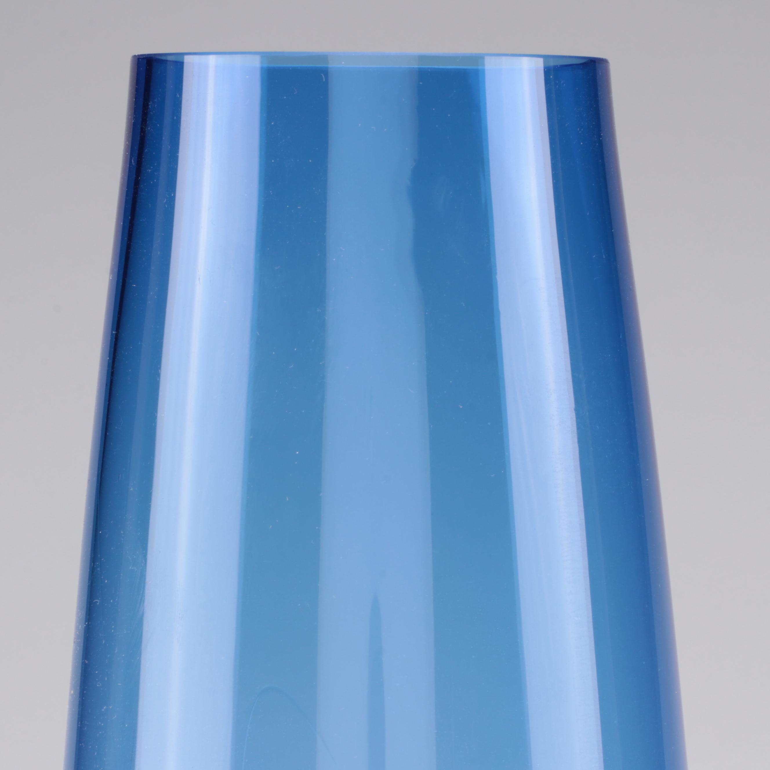 Polish LSA Handcrafted Red Glass Vase With Blue Bud Vase | EBTH