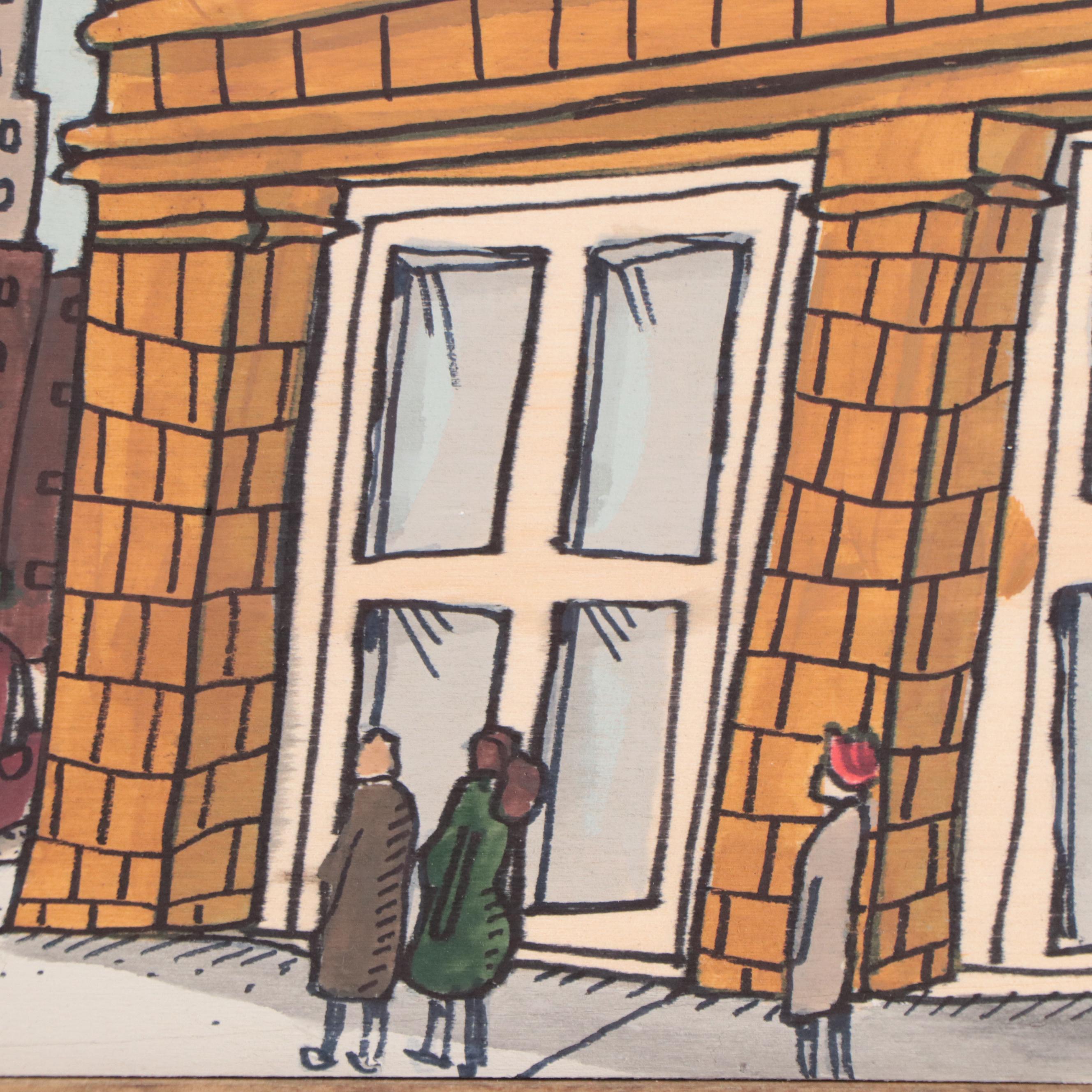 Aaron Wooten Acrylic and Ink Painting of Cityscape "Neptunian Attack #2 ...