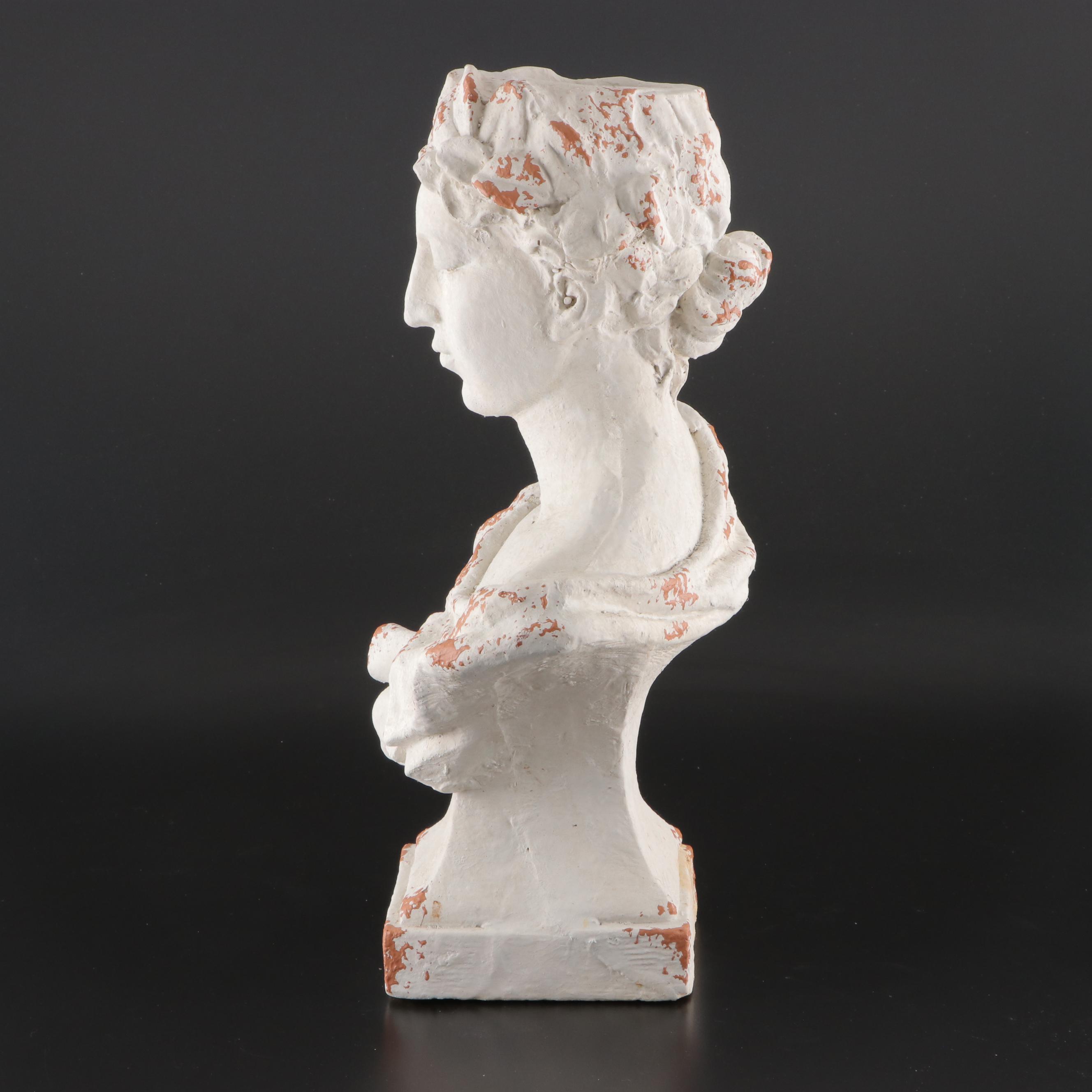 Neoclassical Style Cast Plaster Bust Planter With Queen Head Planter | EBTH