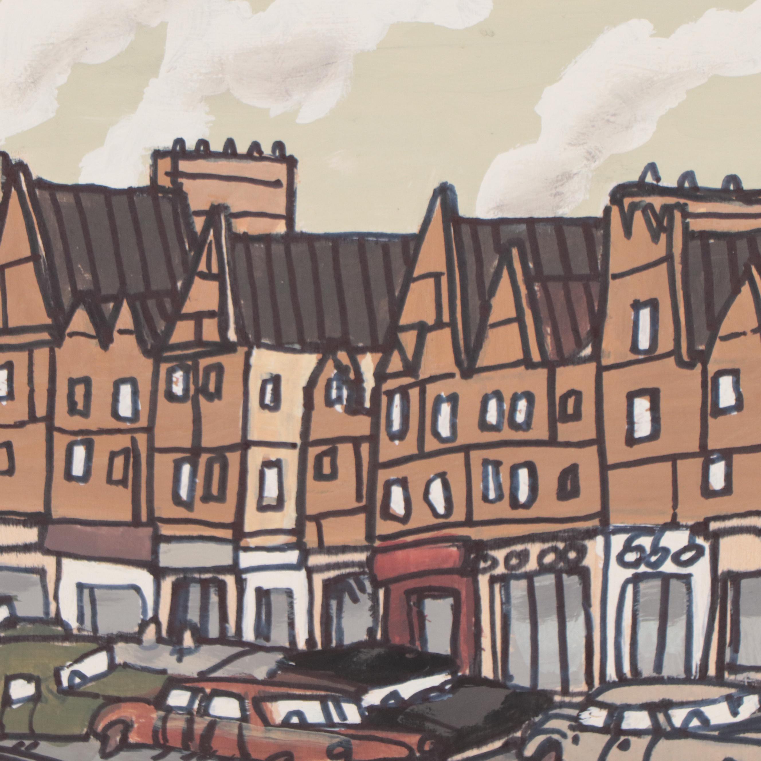 Aaron Wooten Acrylic and Ink Painting of Cityscape "Edinburgh," 2023 | EBTH