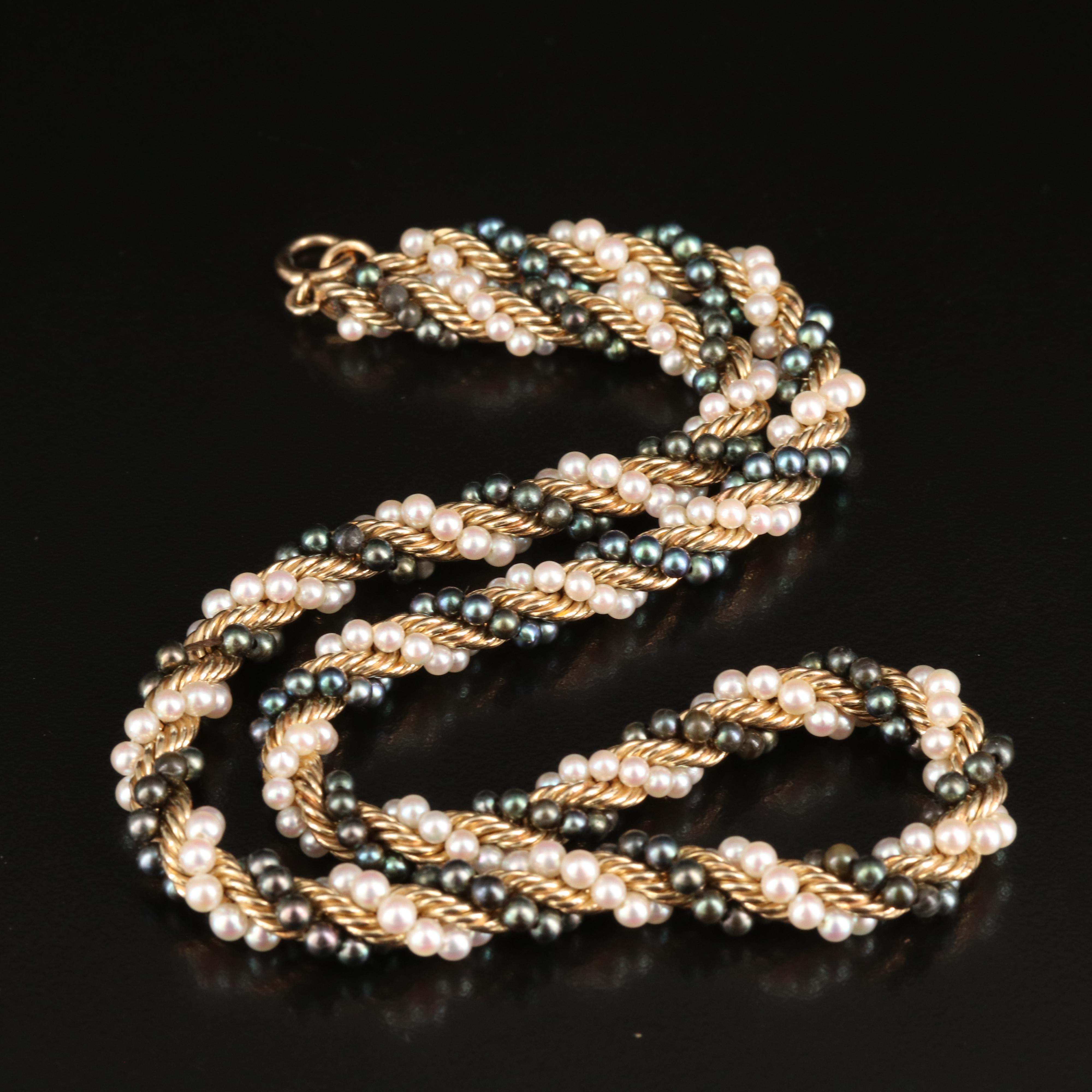 14K Seed Pearl Rope Chain Necklace | EBTH