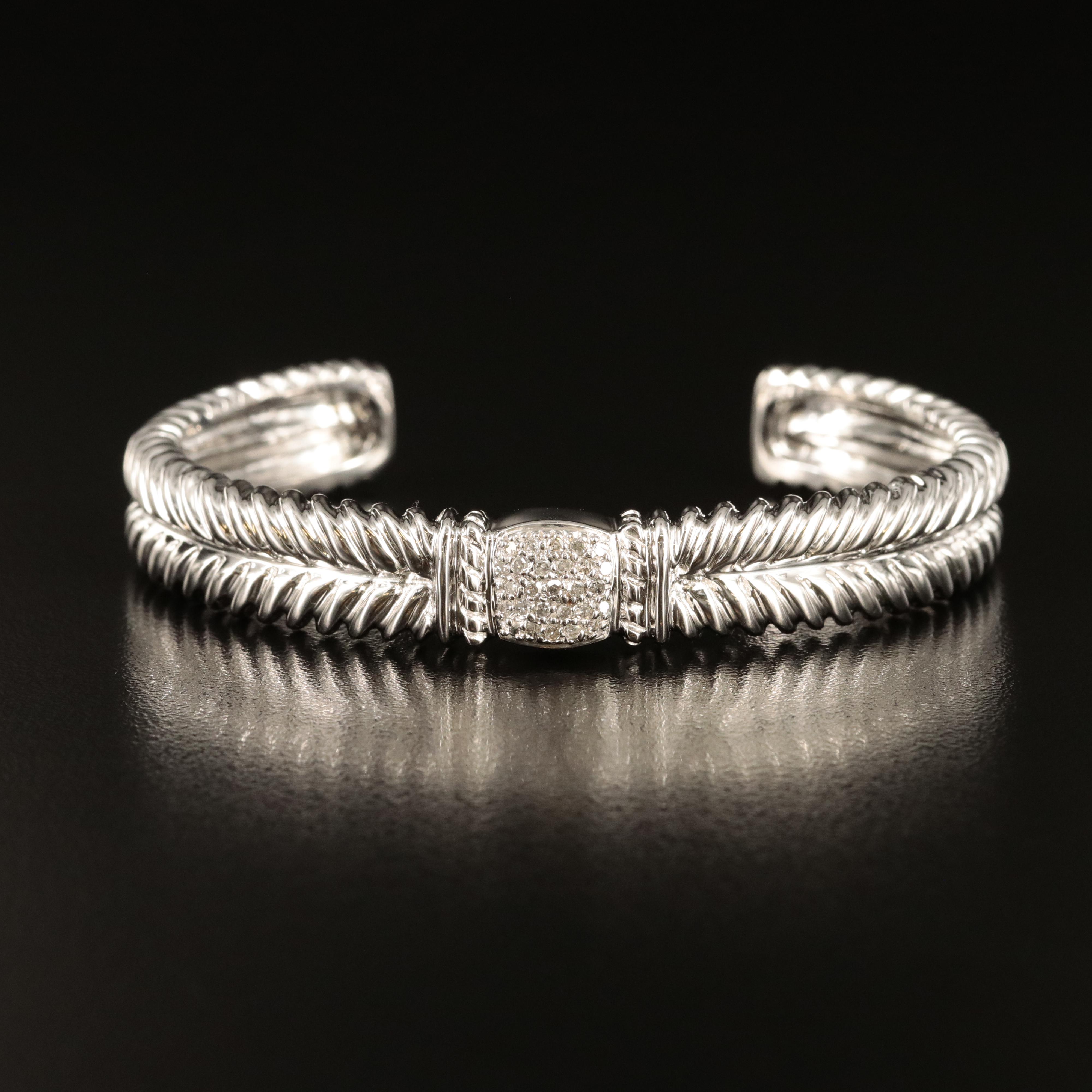 David Yurman "Crossover" Sterling Four Row Cuff with 18K Accents | EBTH