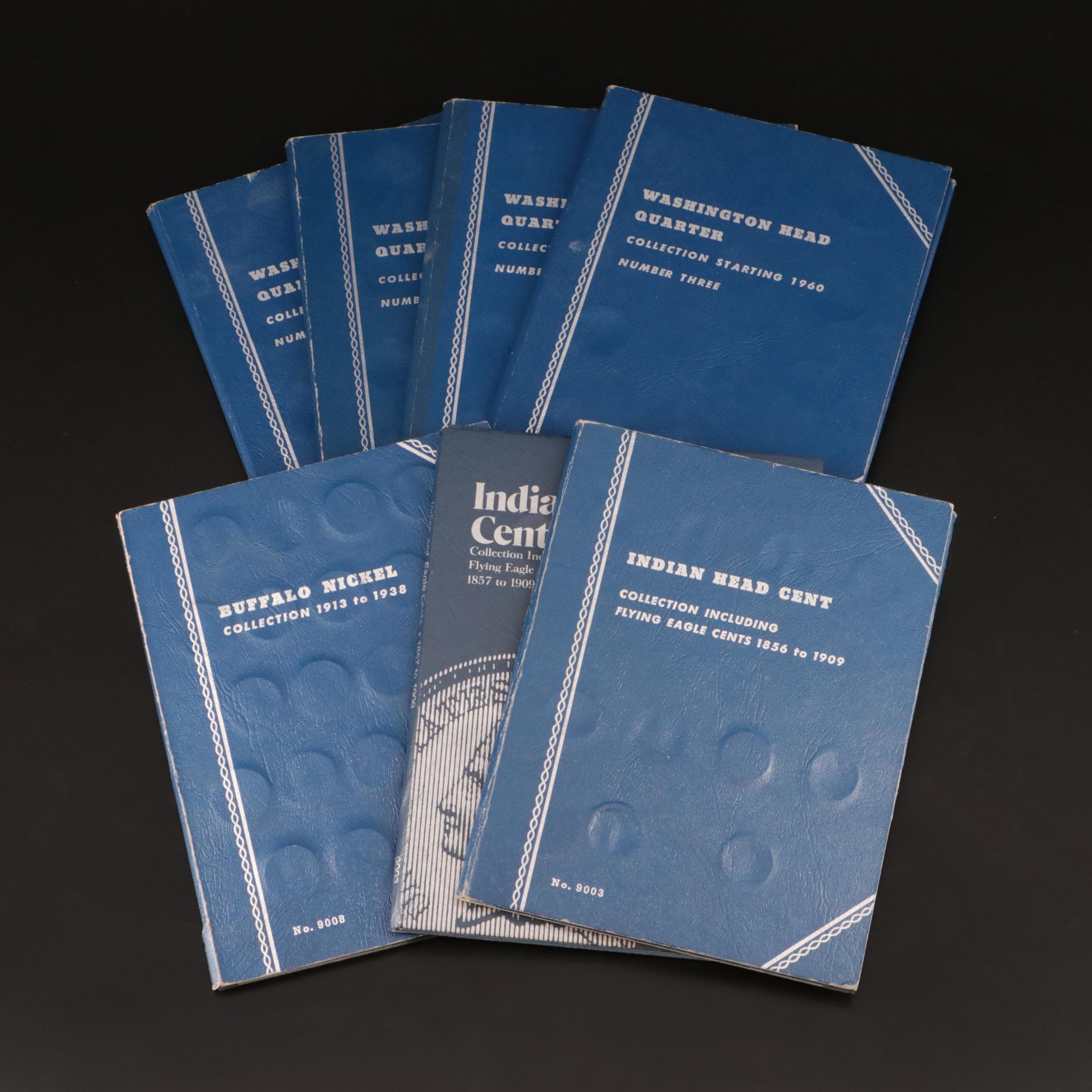 7 Whitman Binders of Washington Quarters, Buffalo Nickels, and Indian ...