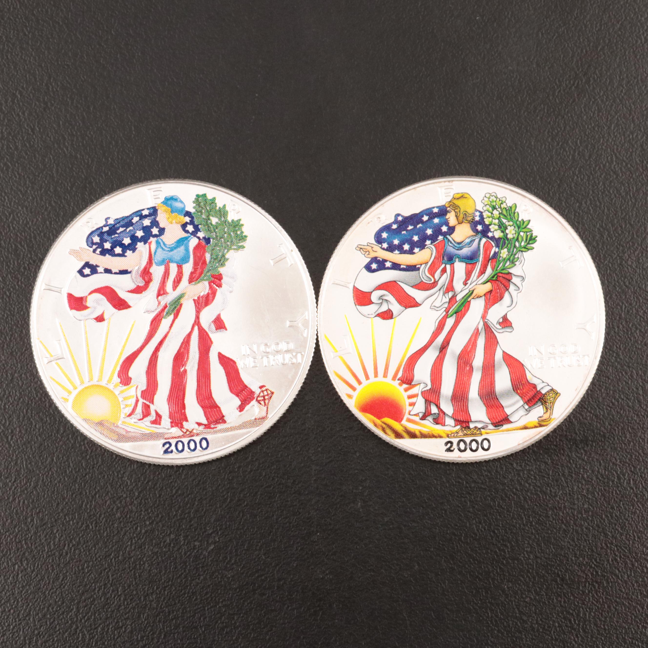 Five Colorized 2000 American Silver Eagles | EBTH