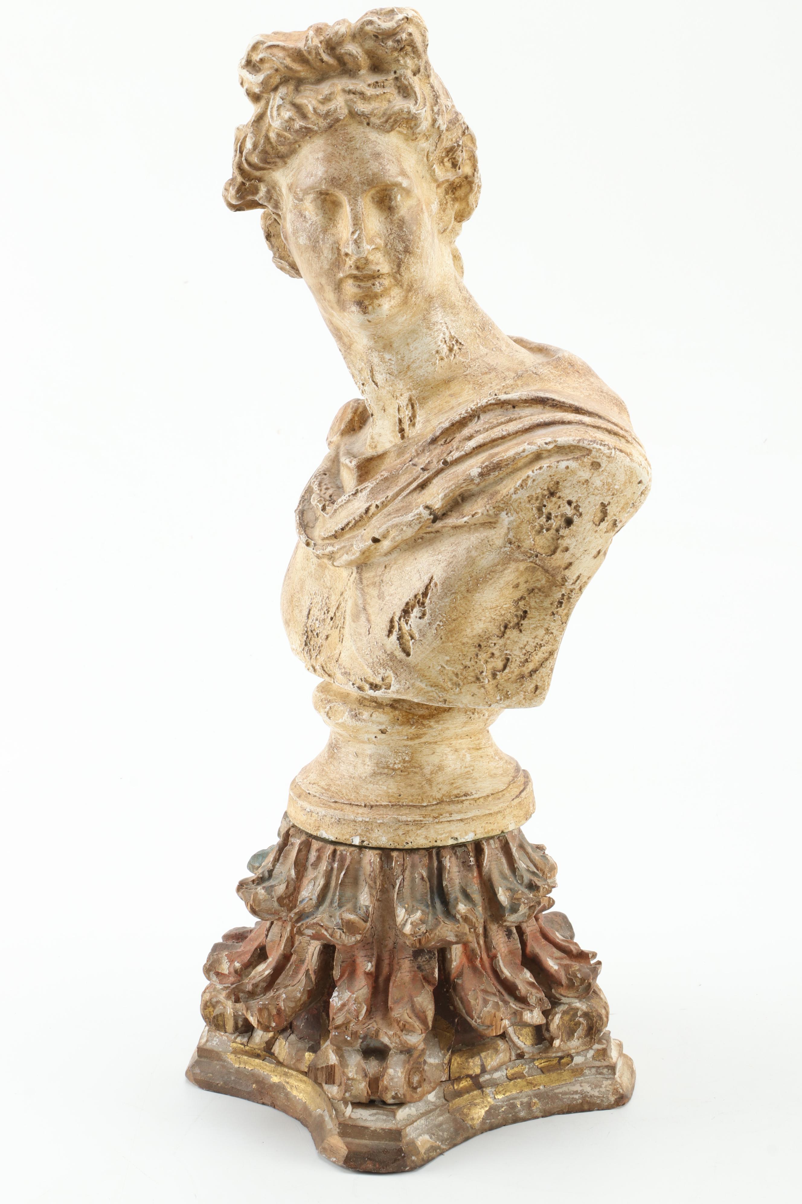 Decorative Plaster Bust, Wreath, Stand Hanger and Architectural Element ...