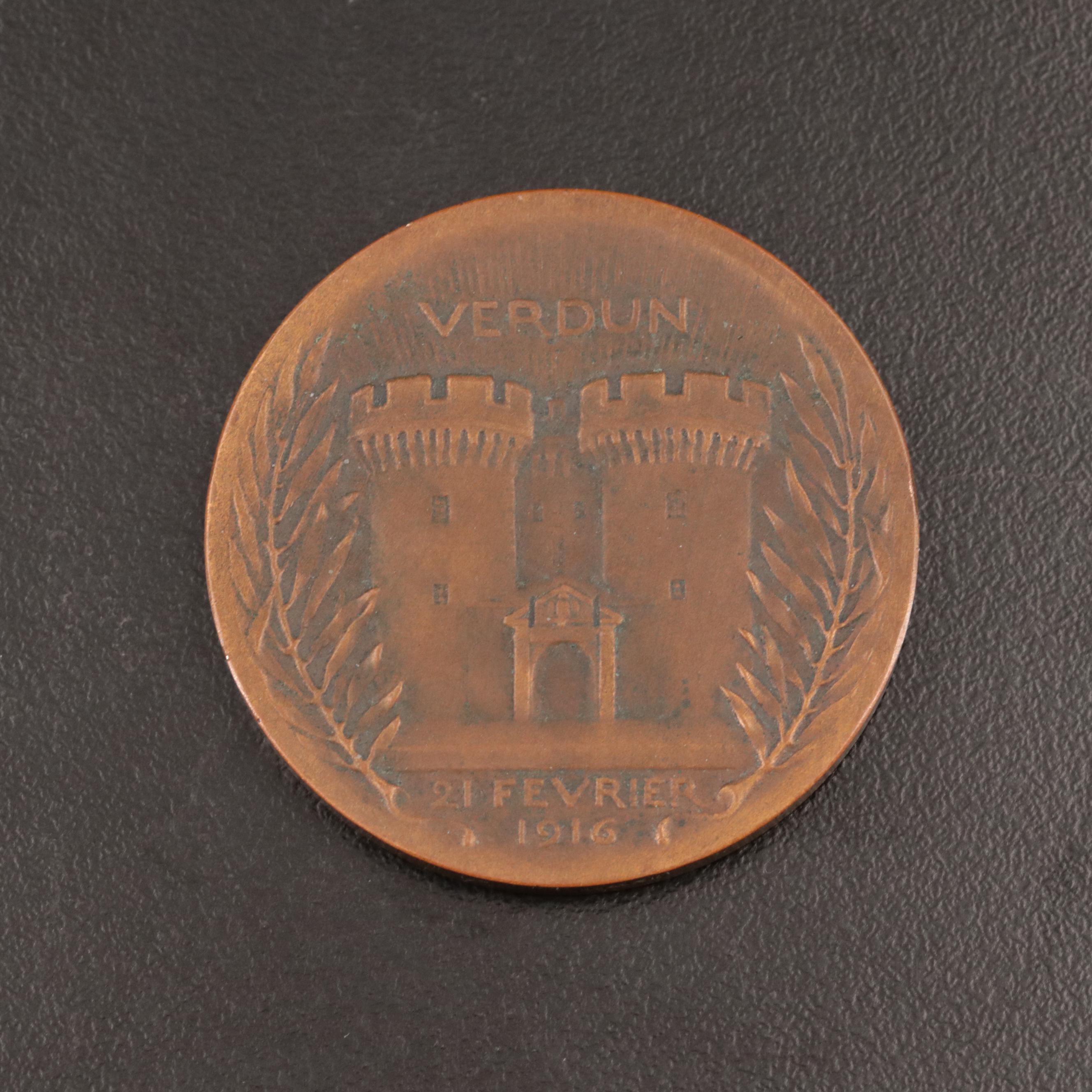 1917 France Battle of Verdun Commemorate Bronze Medal | EBTH