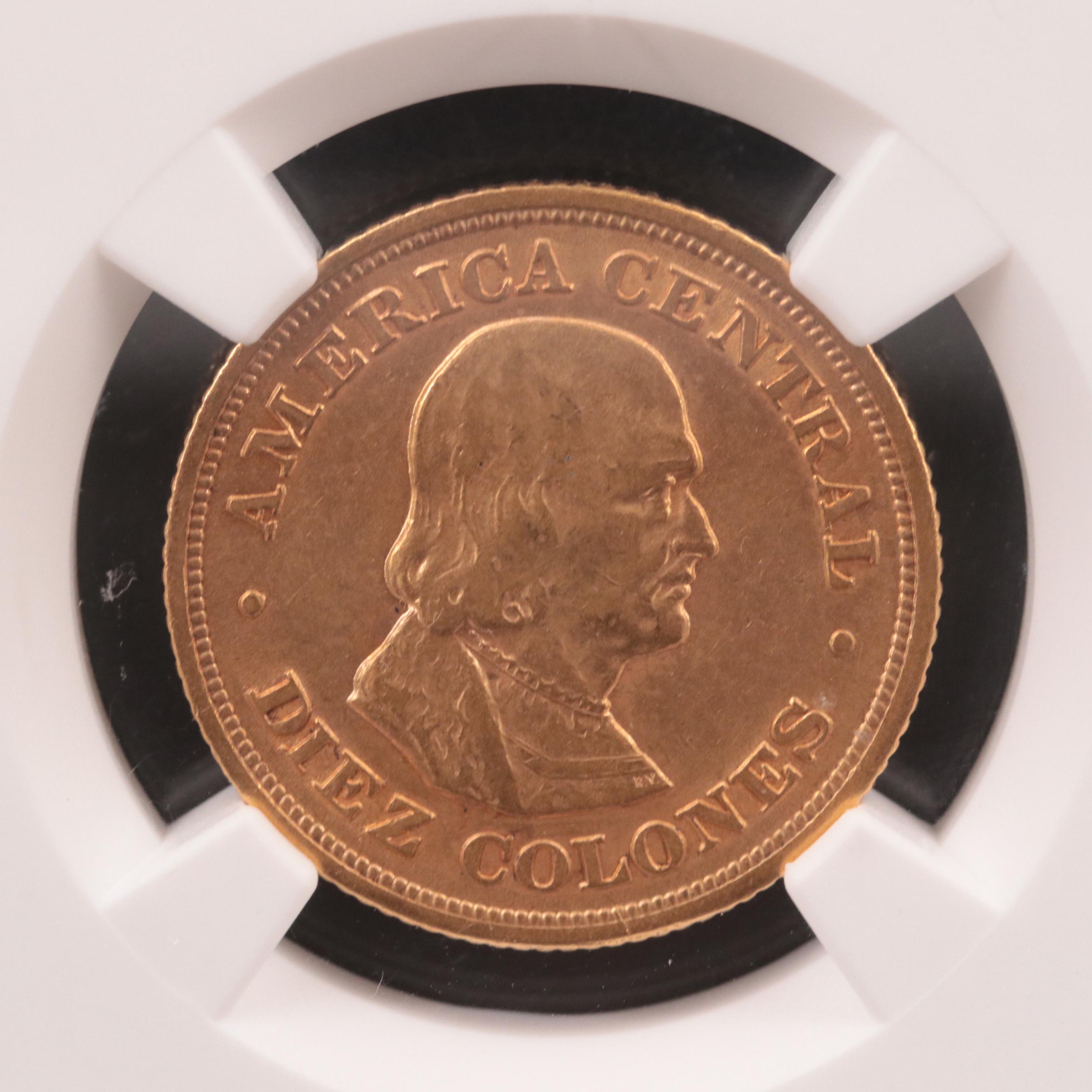 NGC Graded AU55 1900 Costa Rica Ten Colones Gold Coin | EBTH