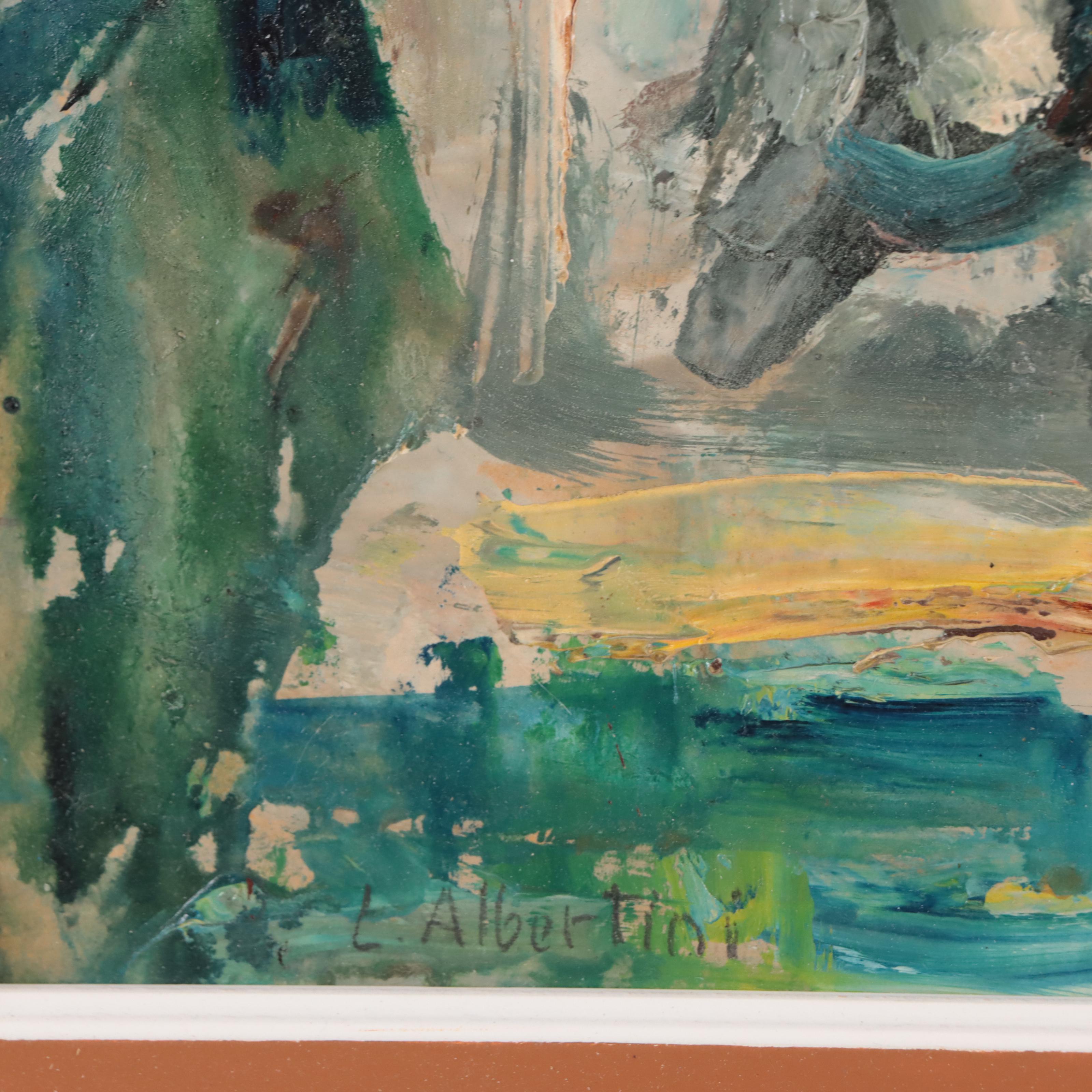 Luciano Albertini Mixed Media Painting of Seated Figure, Late 20th ...