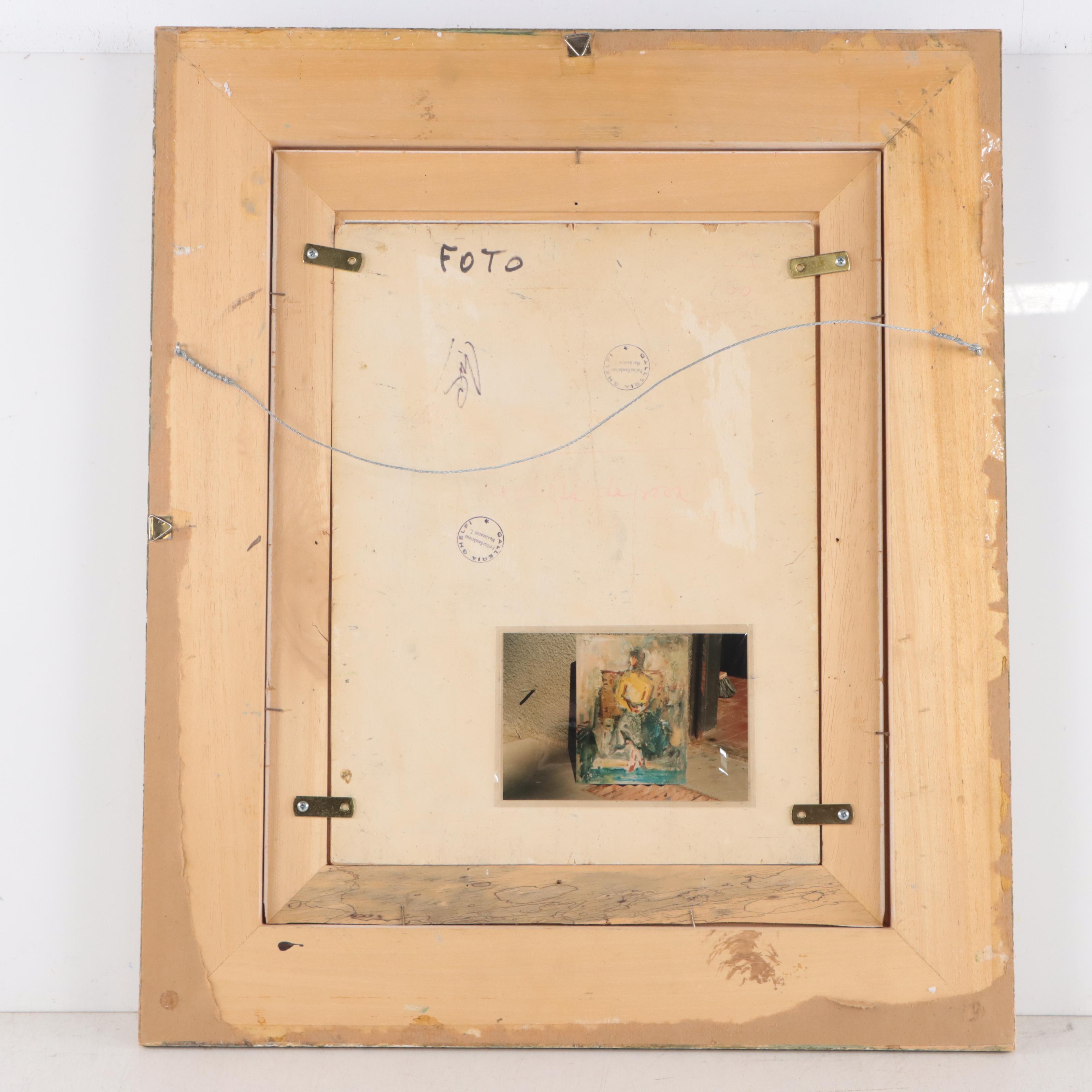 Luciano Albertini Mixed Media Painting of Seated Figure, Late 20th ...