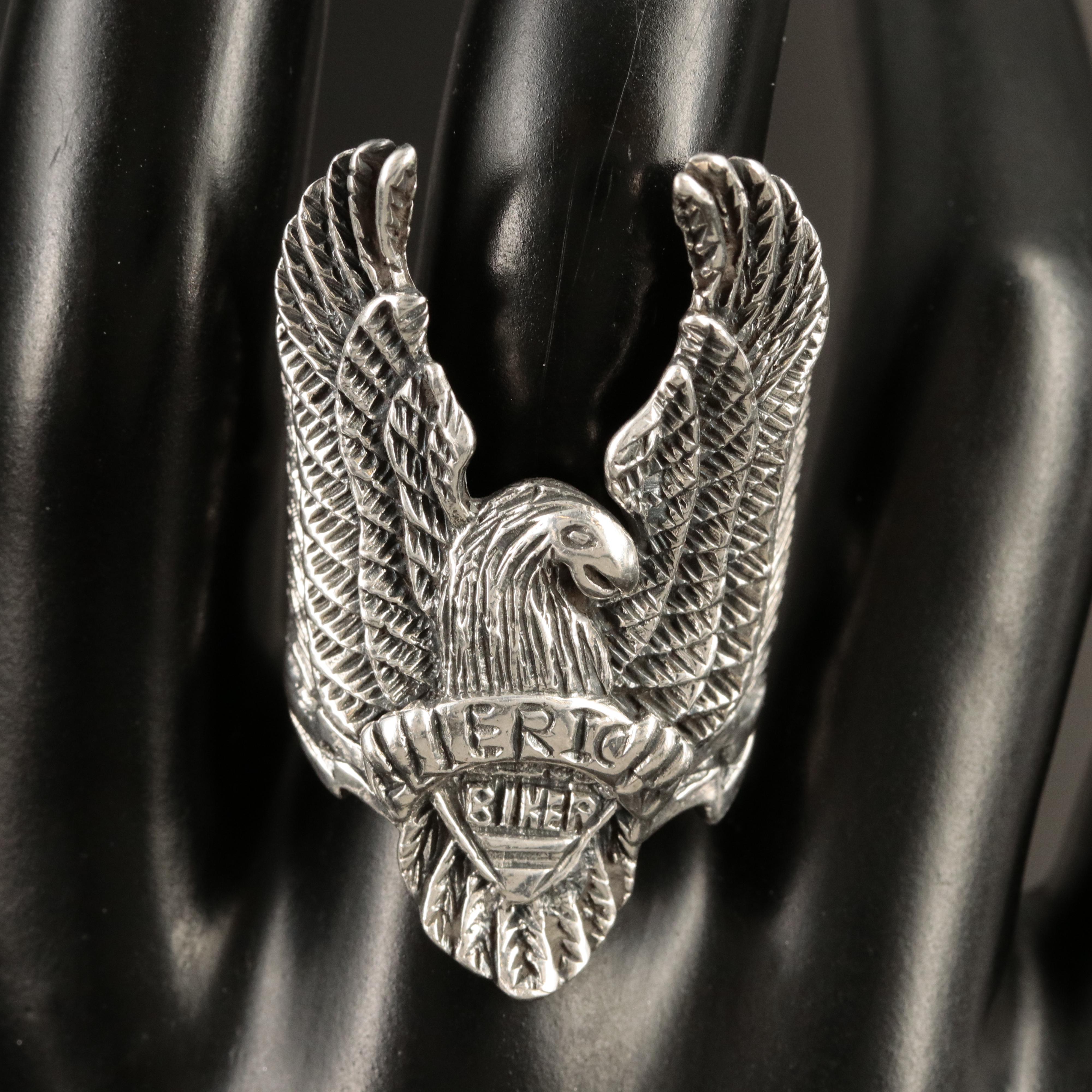 Sterling Eagle Biker Ring | EBTH