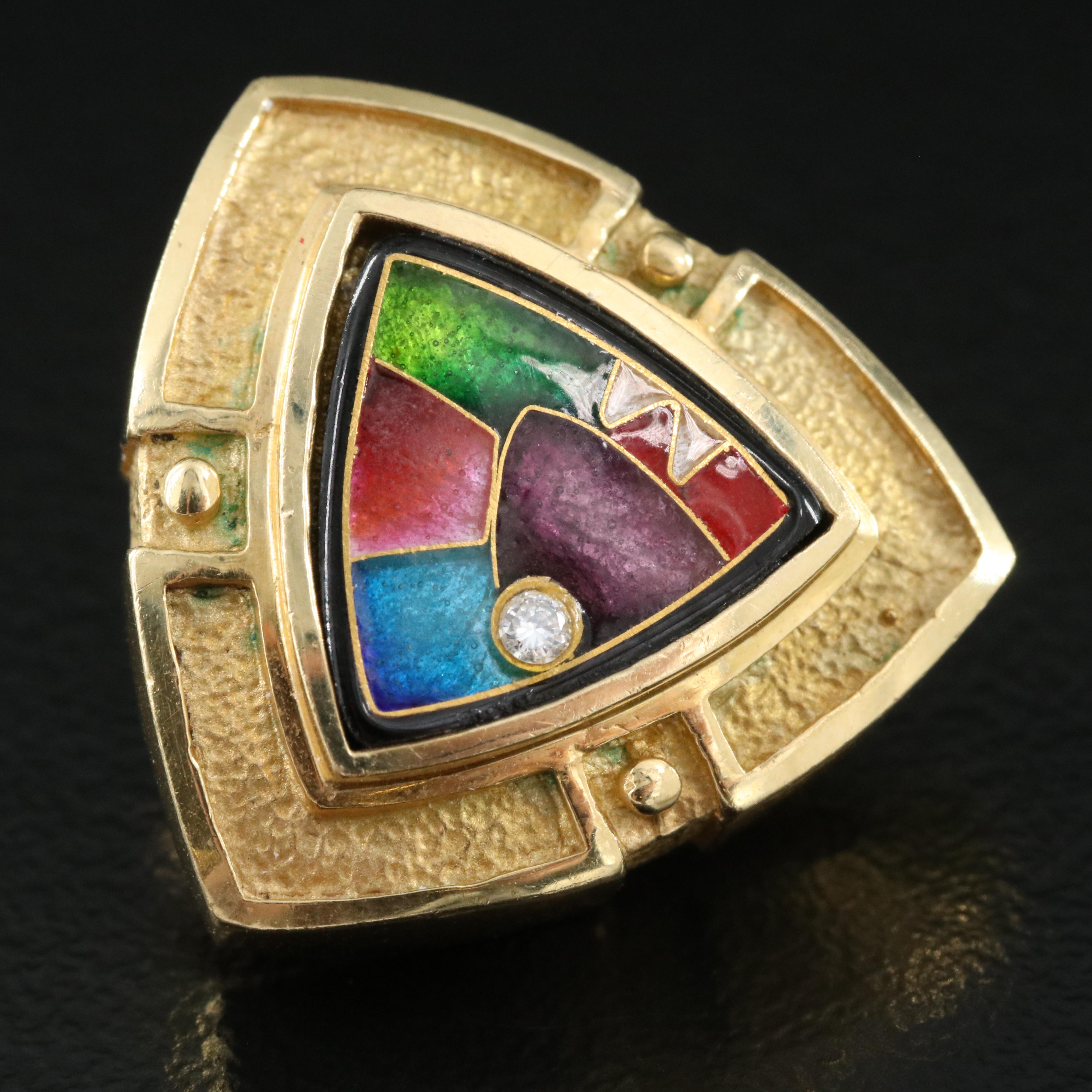 Susan Demski for Magick Fusager 18K 0.04 CTW Diamond and Enamel ...