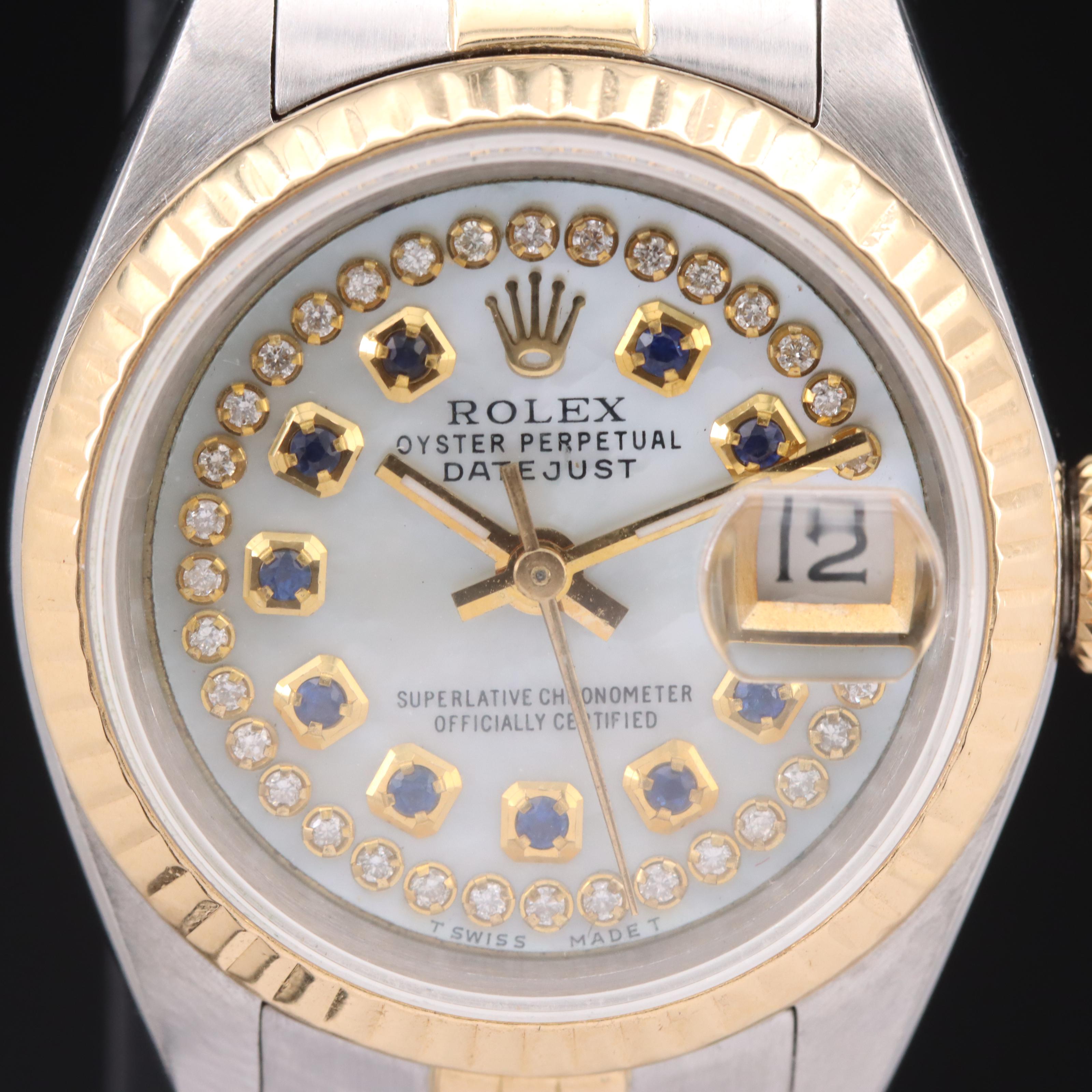 1985 Rolex Oyster Perpetual Mother-of-Pearl and Gemstone Dial ...