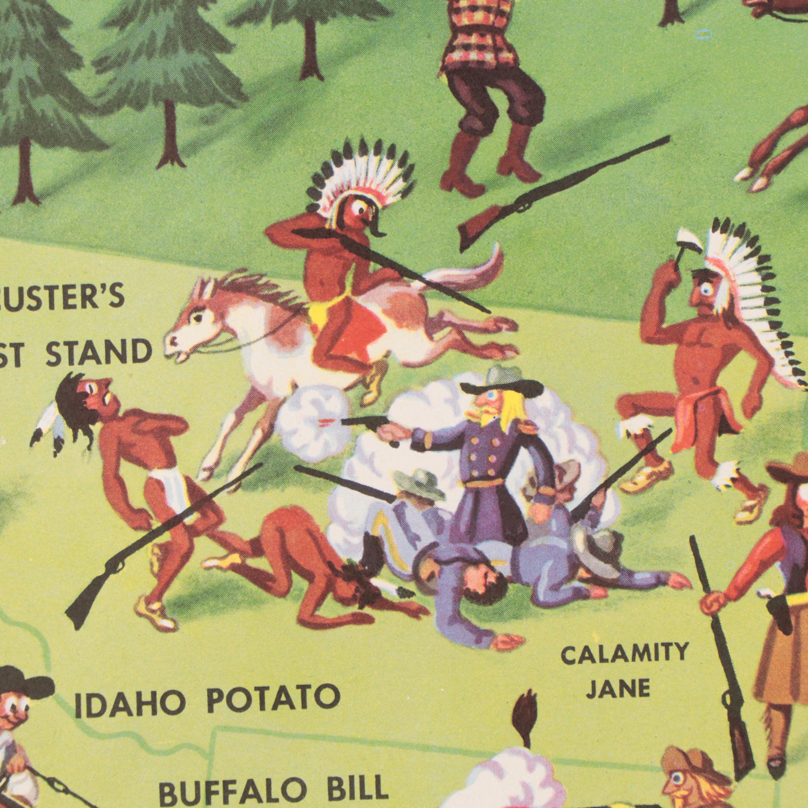 Offset Lithograph Map After John Dukes McKee "American Folklore Legends ...