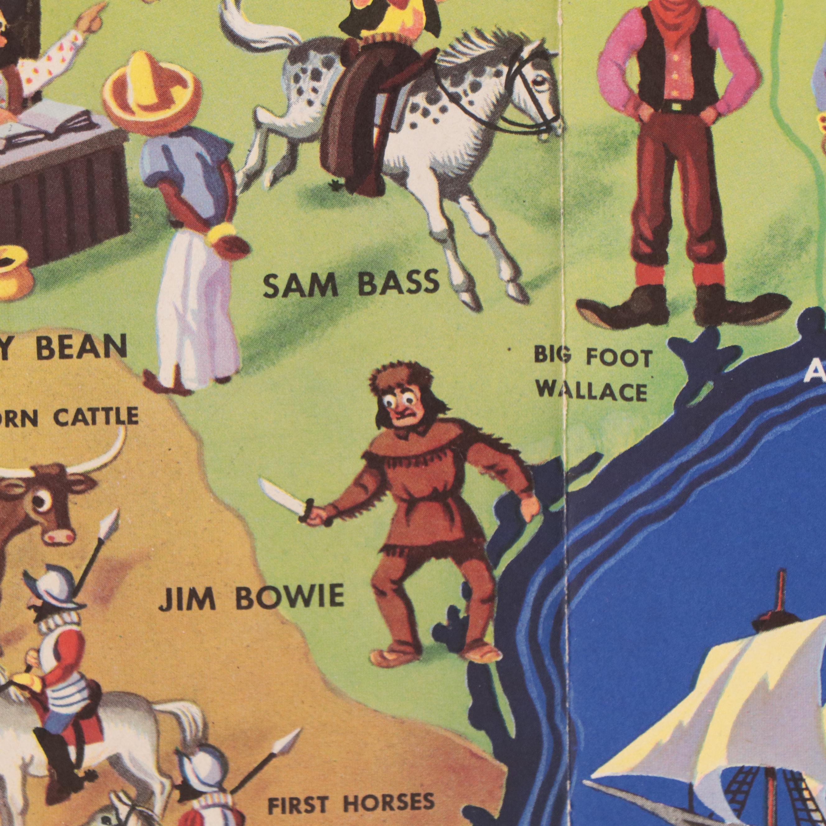 Offset Lithograph Map After John Dukes McKee "American Folklore Legends ...