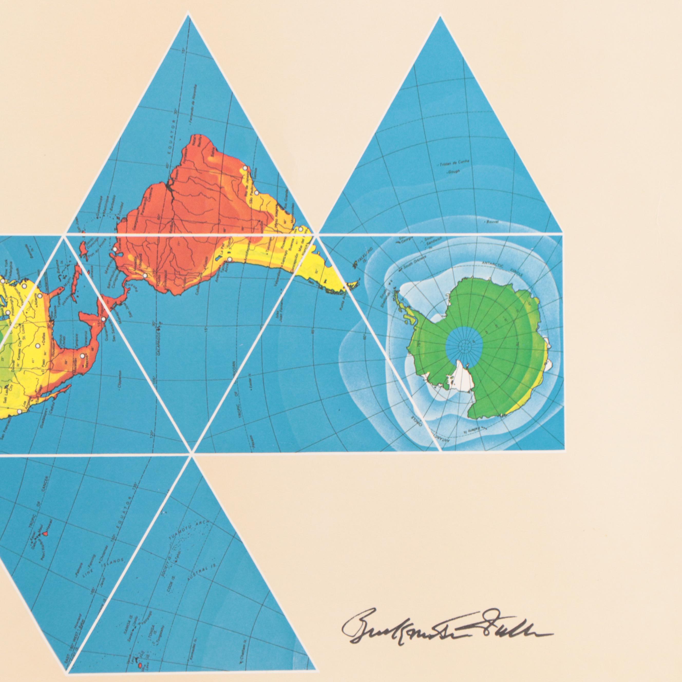 Buckminster Fuller Halftone Map "Dymaxion Airocean World Map," 1979 | EBTH