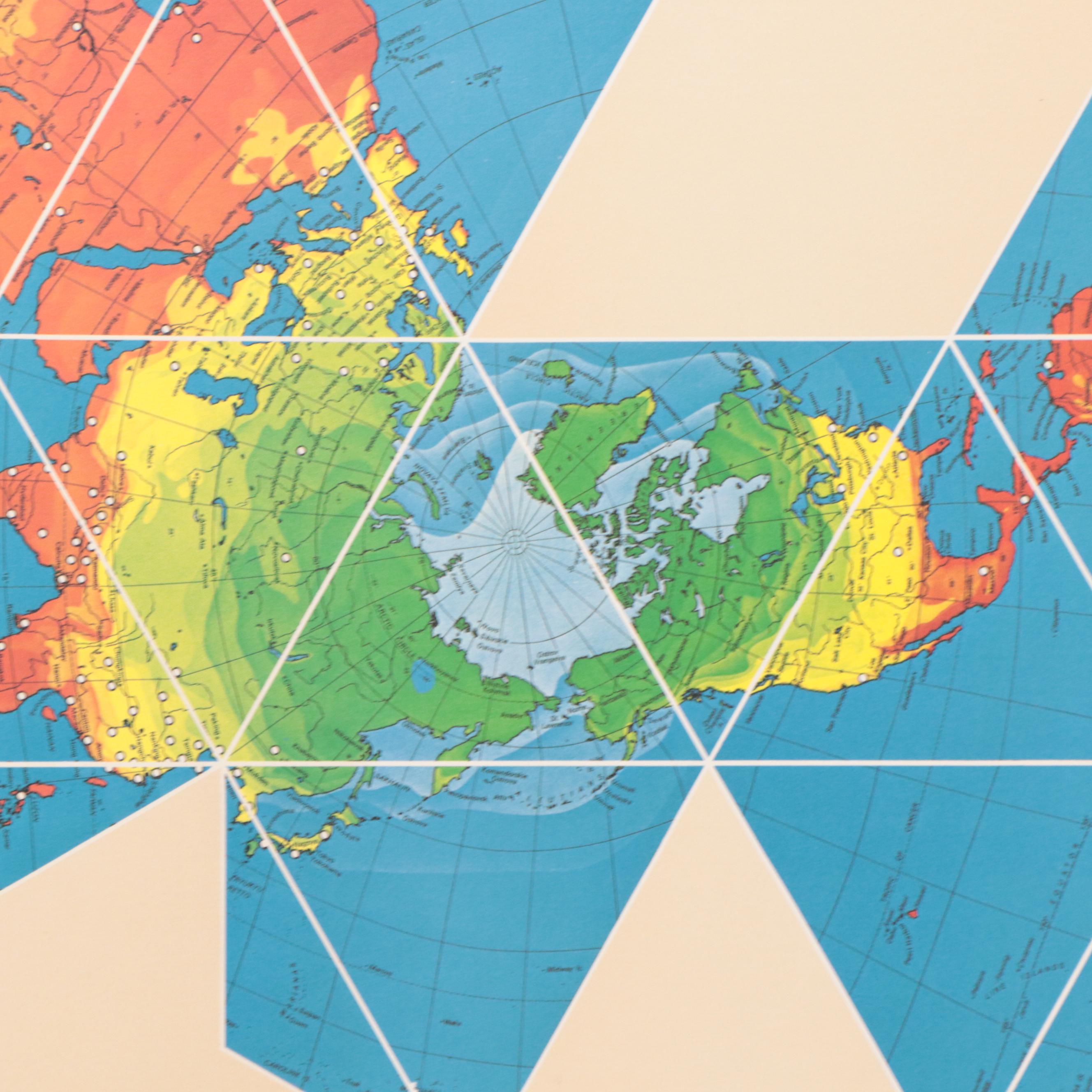 Buckminster Fuller Halftone Map "Dymaxion Airocean World Map," 1979 | EBTH