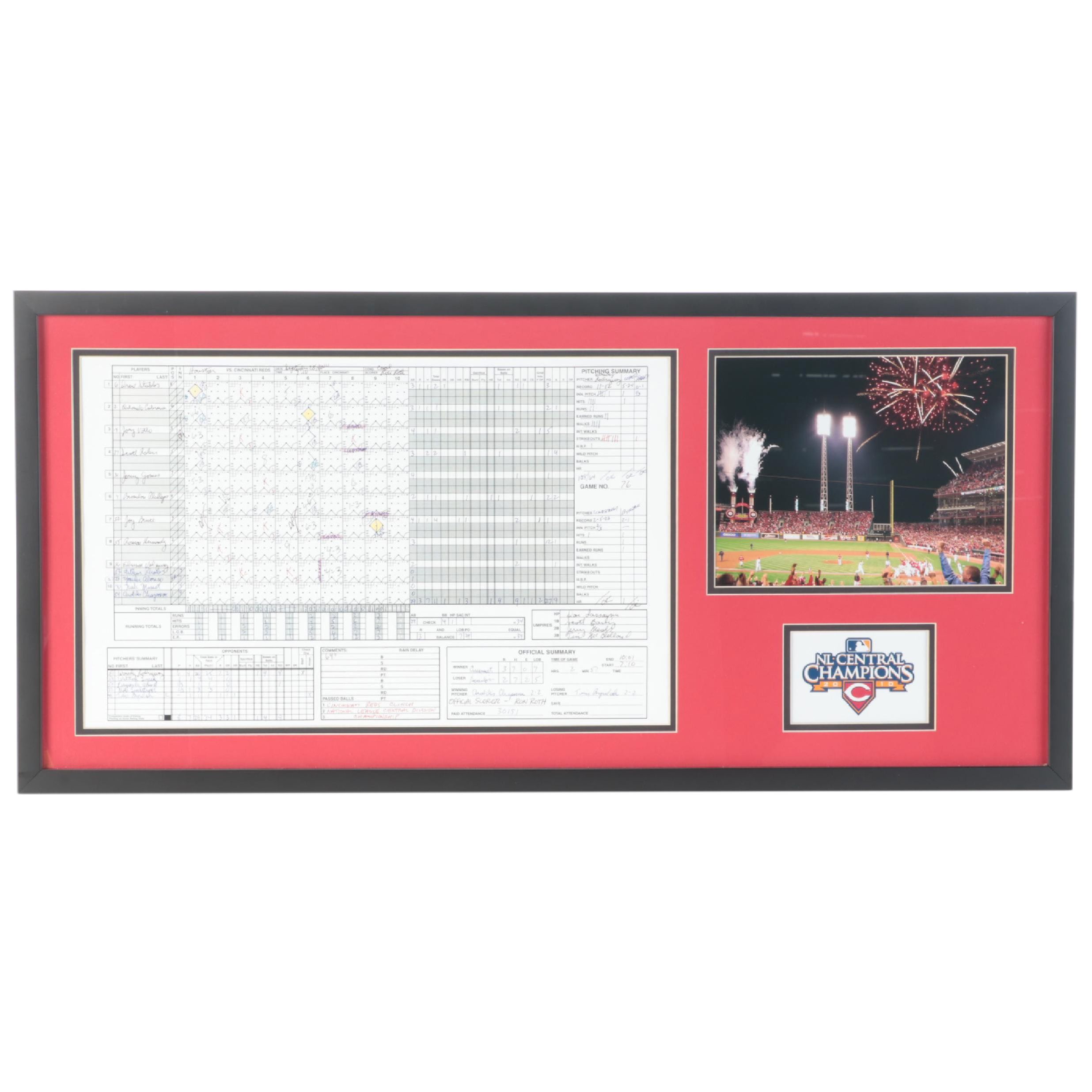 2010 Cincinnati Reds National League Champs Scorecard and Print in Mat ...