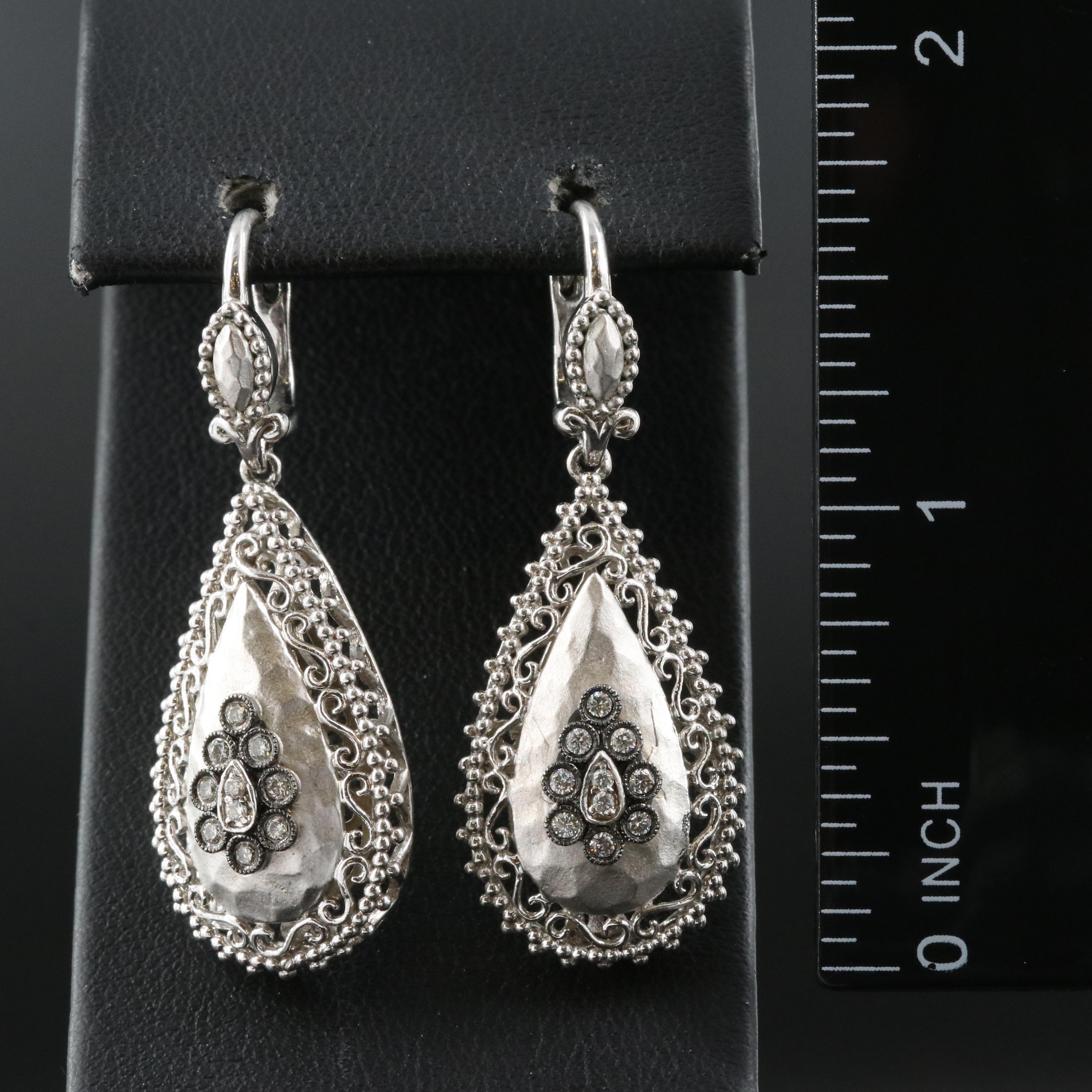 Gabriel & Co Sterling Diamond Scrollwork Earrings | EBTH