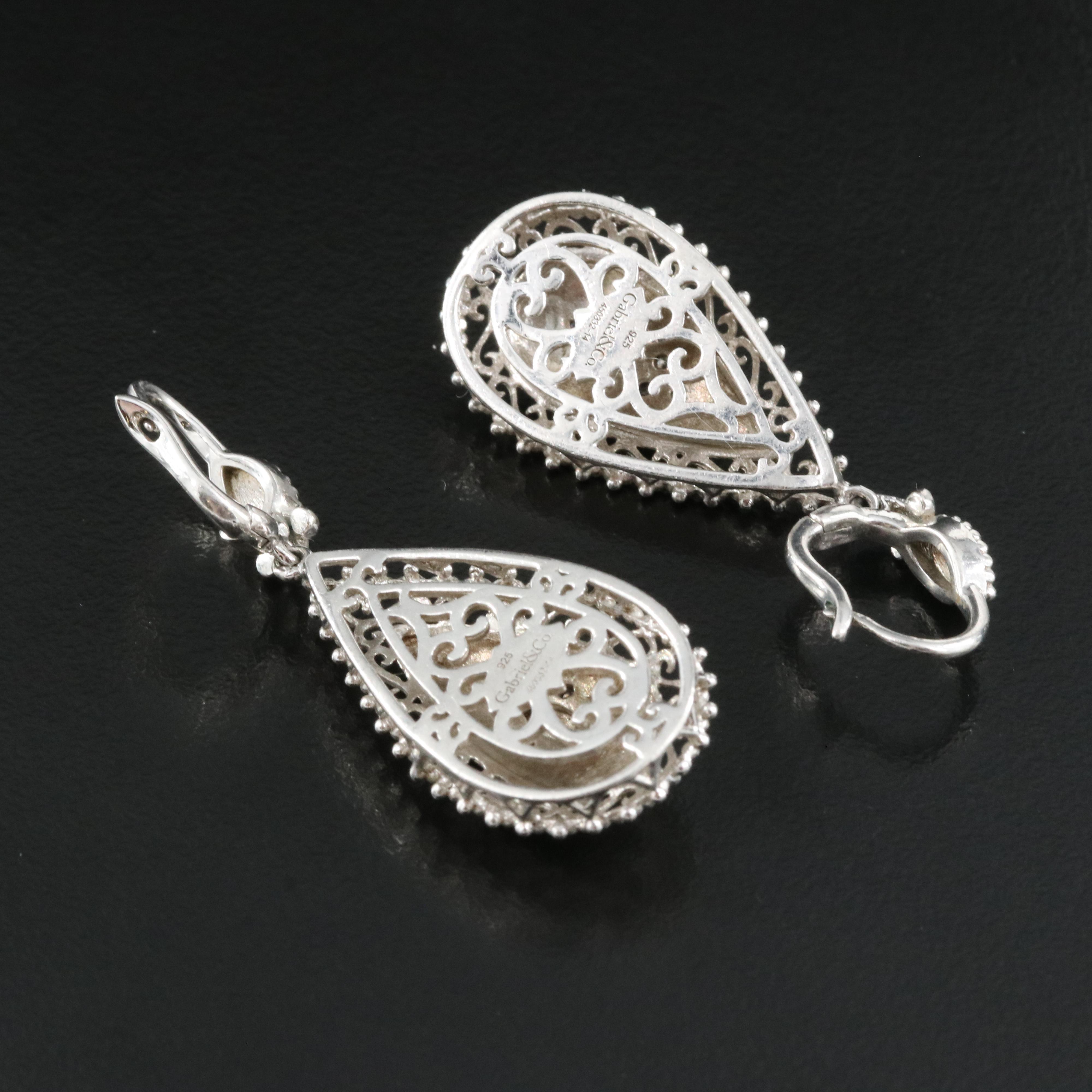 Gabriel & Co Sterling Diamond Scrollwork Earrings | EBTH