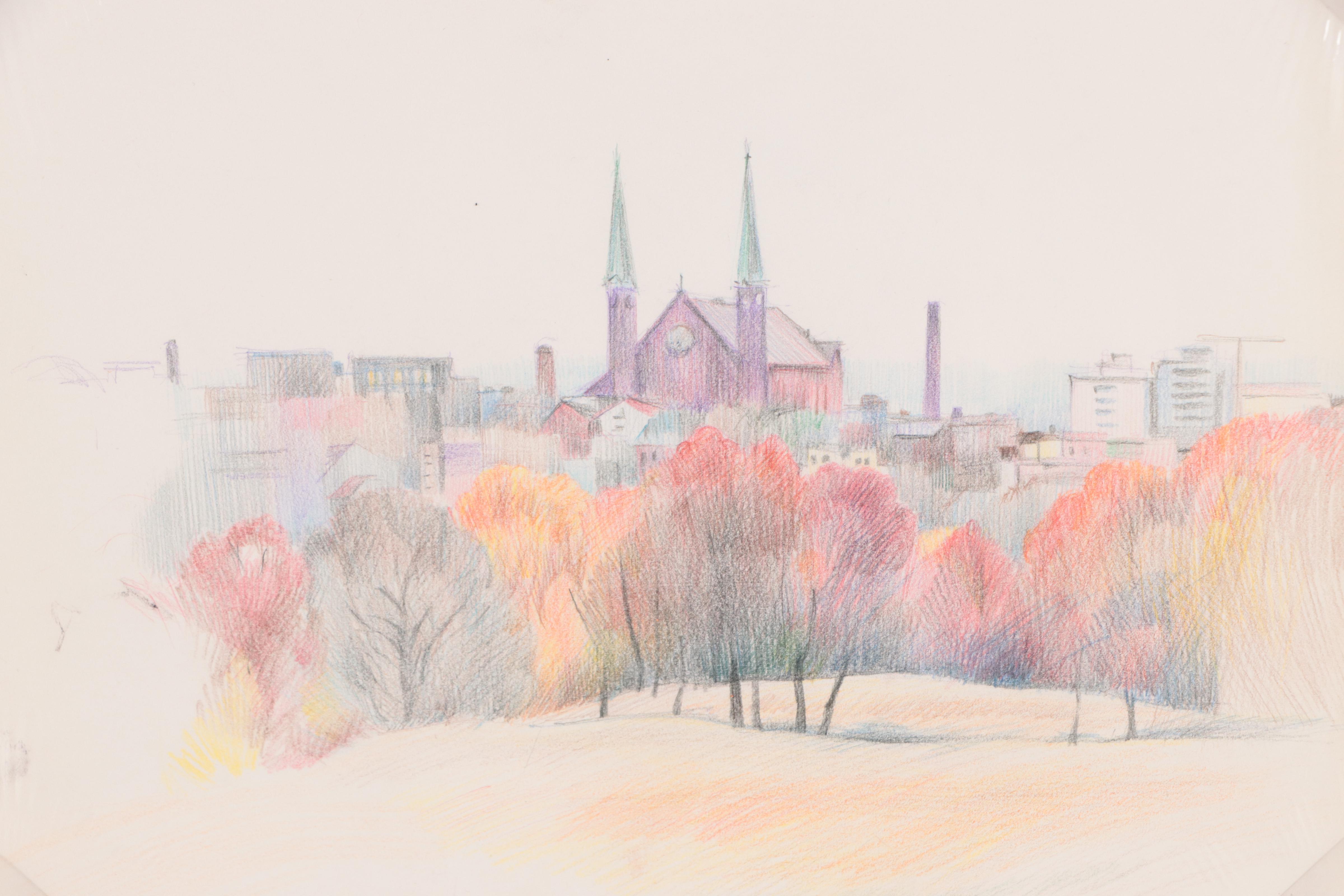 Constance McClure Colored Pencil Drawing "From Christ Hospital," 1963 ...