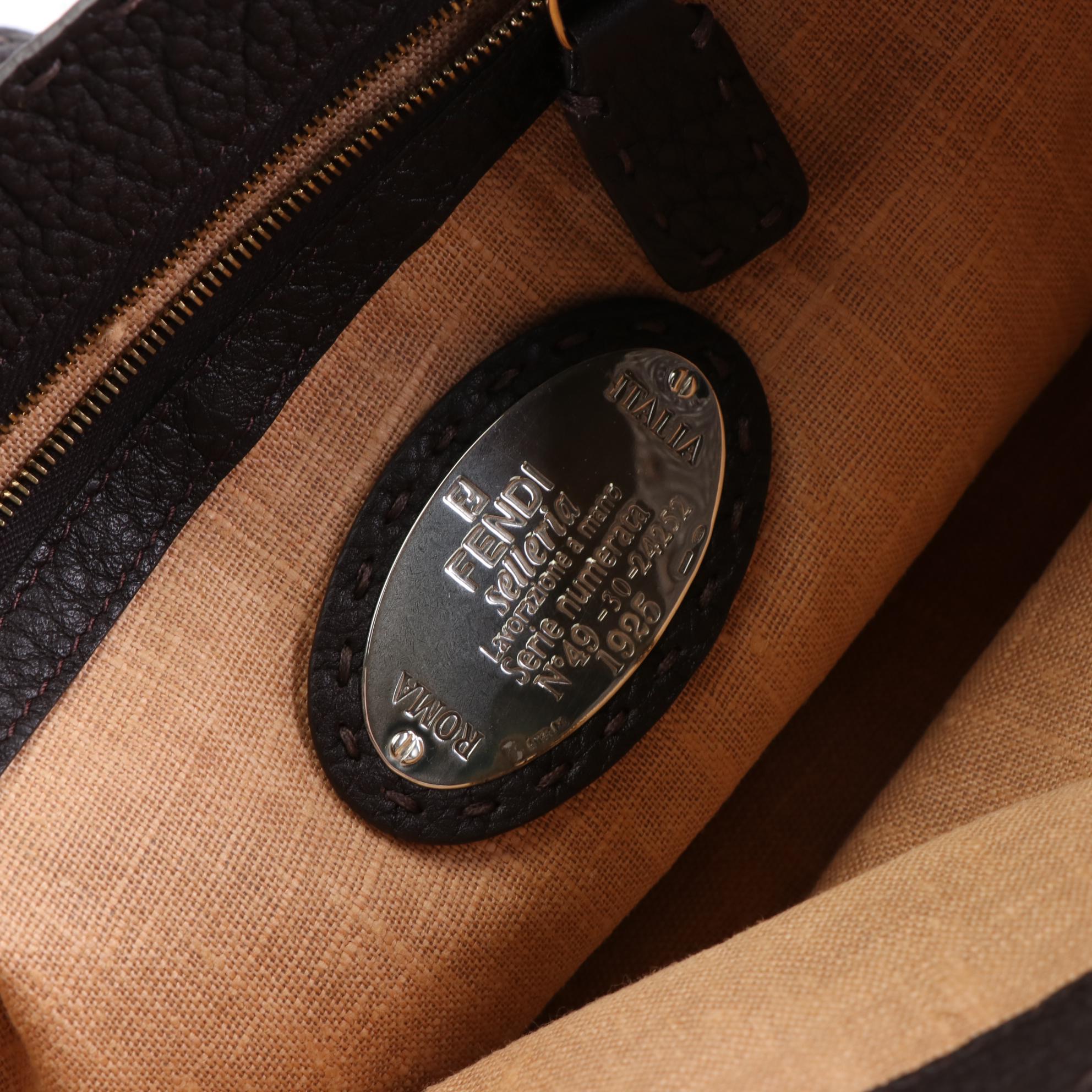 Fendi Selleria Tote Bag in Pebble Grain Textured Leather with Running ...