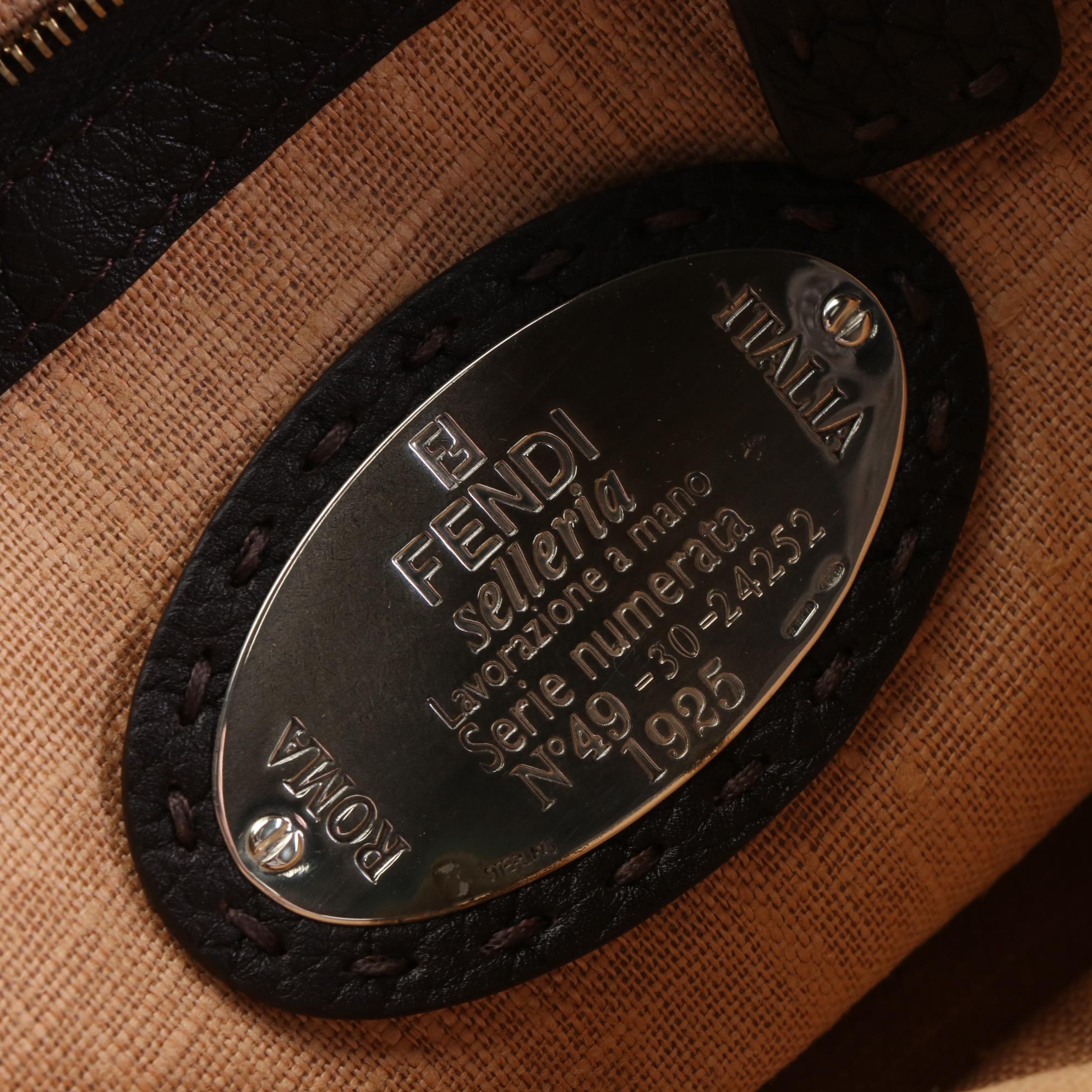 Fendi Selleria Tote Bag in Pebble Grain Textured Leather with Running ...