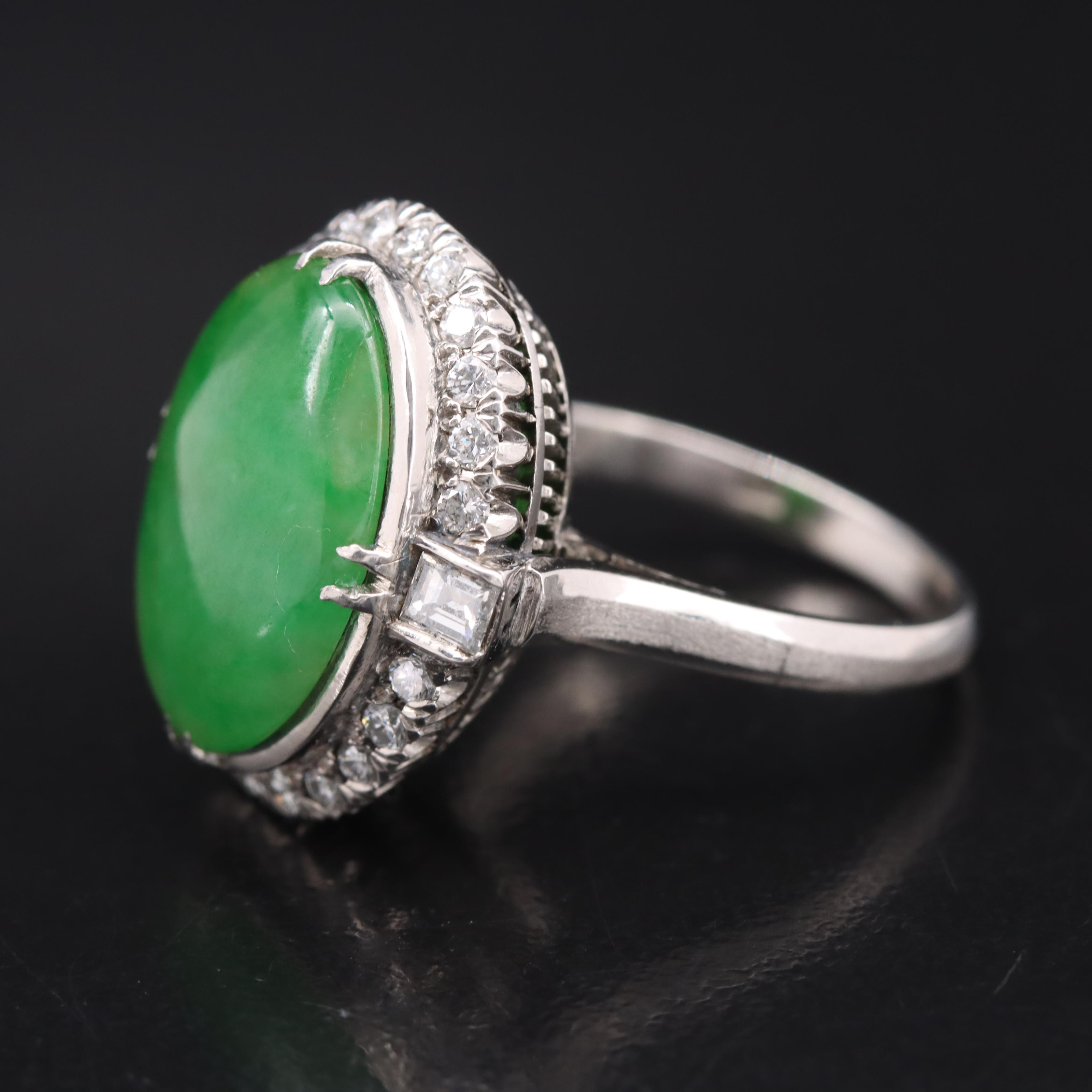 Platinum Jadeite and Diamond Ring with GIA Report | EBTH