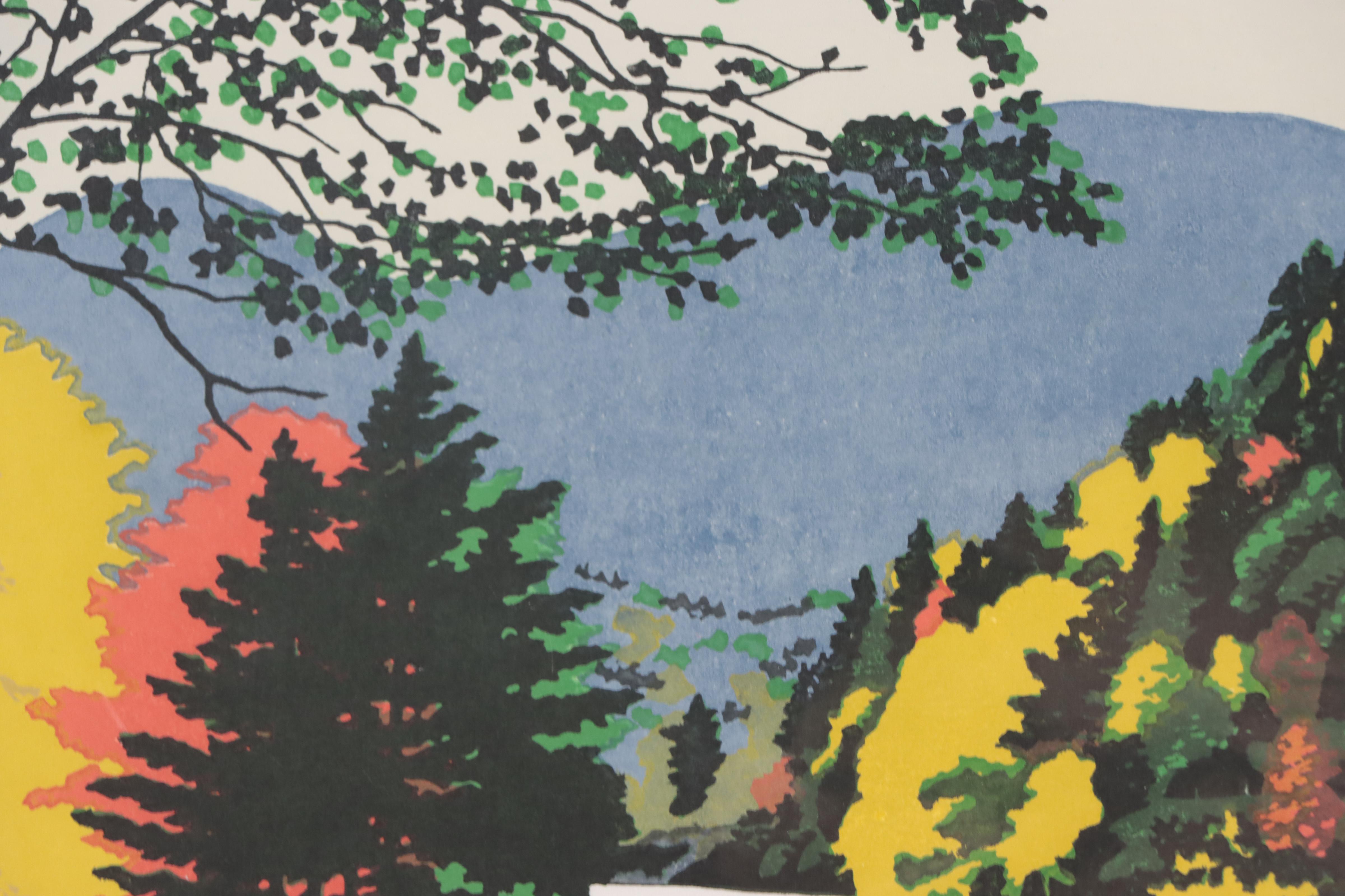 Yasushi Ohmoto Woodblock "Lakeside in Early Fall" | EBTH