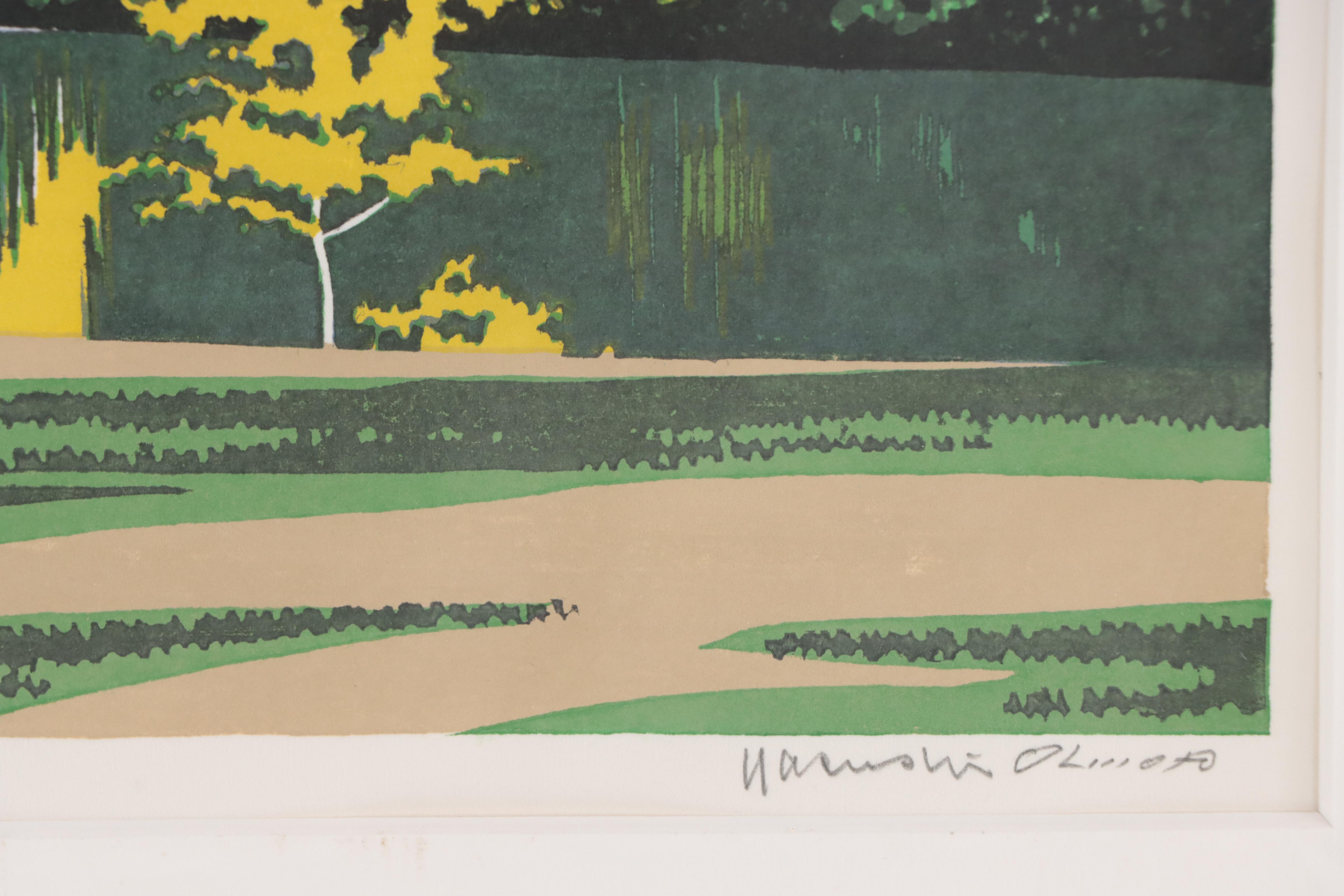 Yasushi Ohmoto Woodblock "Lakeside in Early Fall" | EBTH