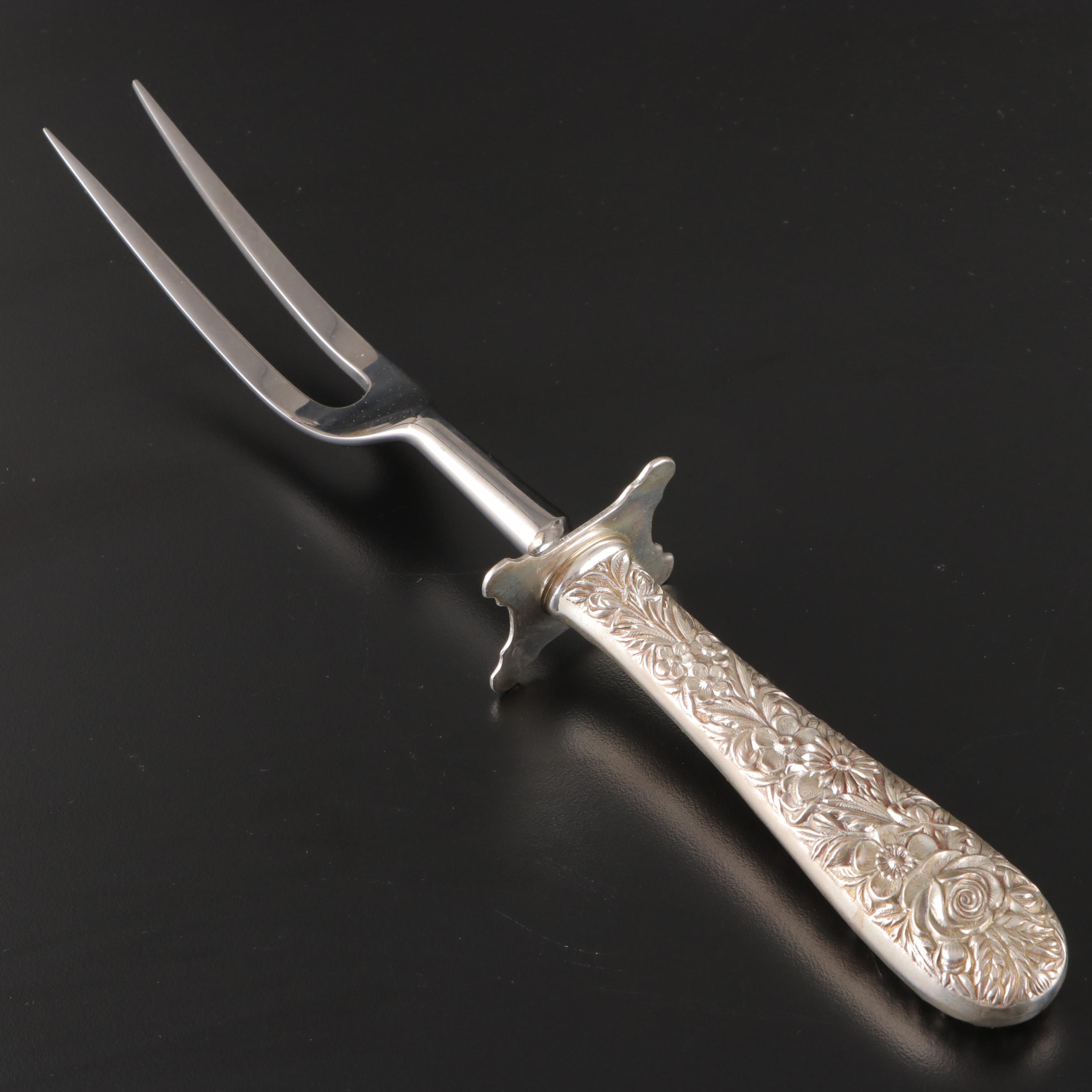 Kirk Stieff "Repoussé" Sterling Handled Carving Set with "Stieff Rose ...