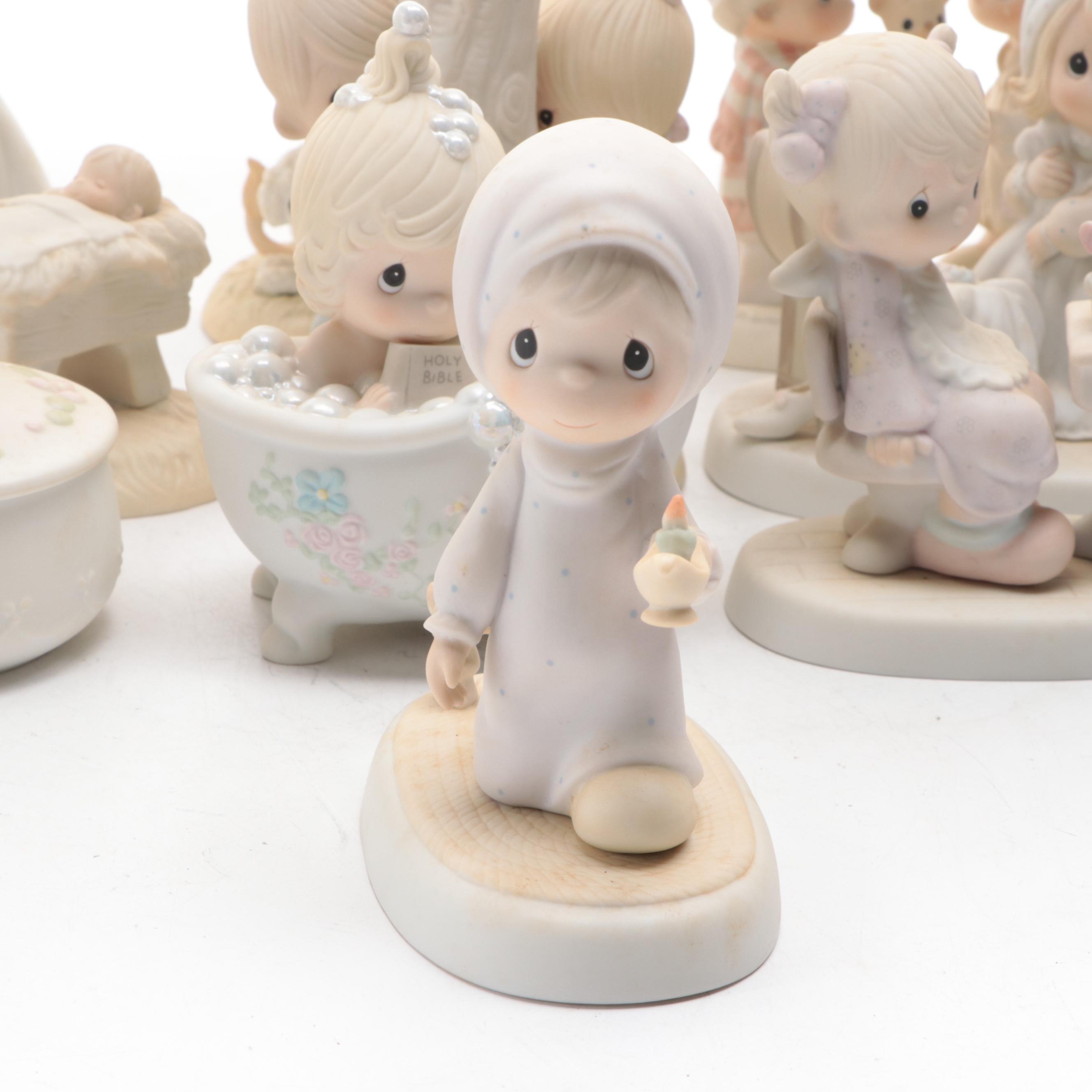 Precious Moment Porcelain Figurines Including "Peace on Earth," and ...