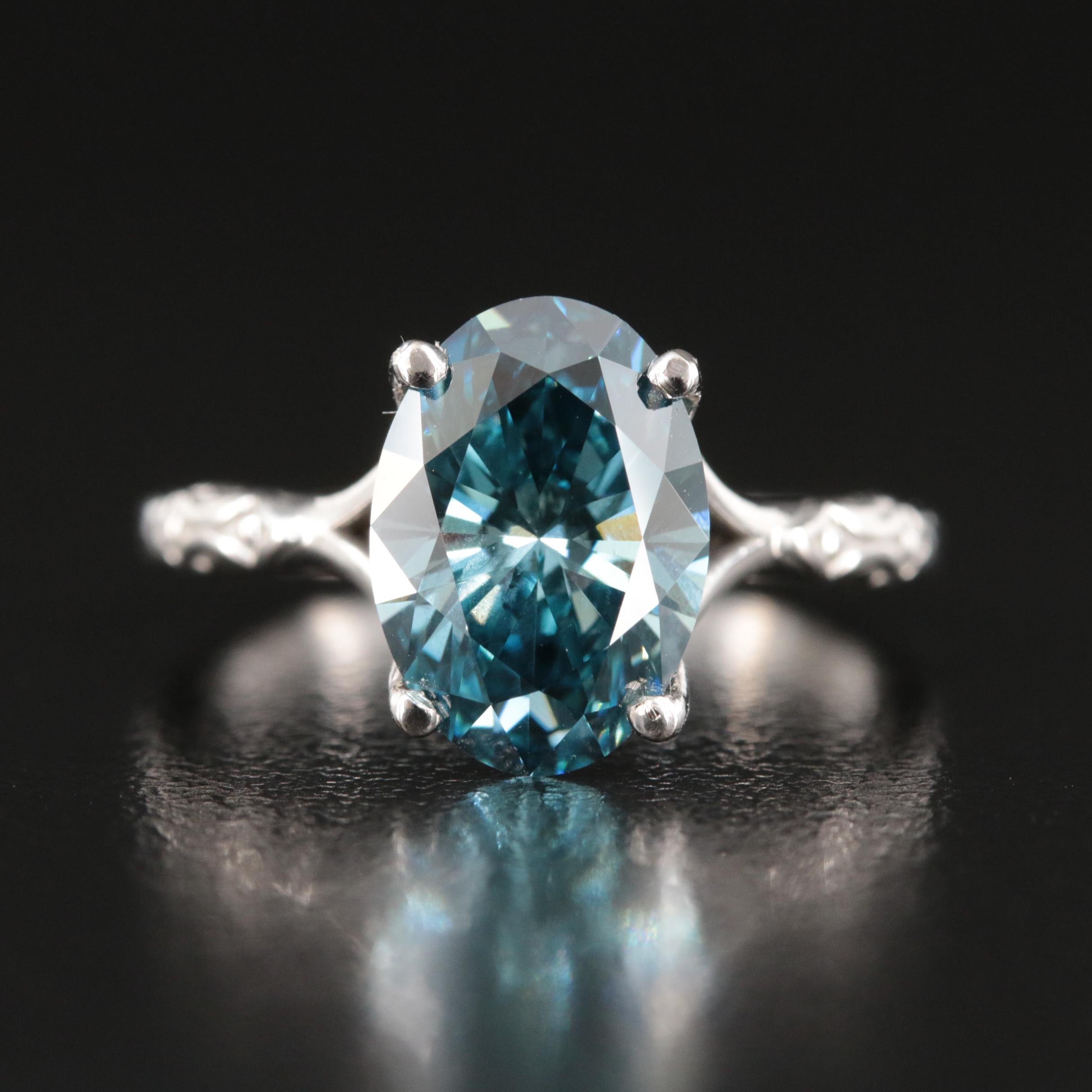 14K 3.26 CT Fancy Dark Blue Diamond Ring | EBTH