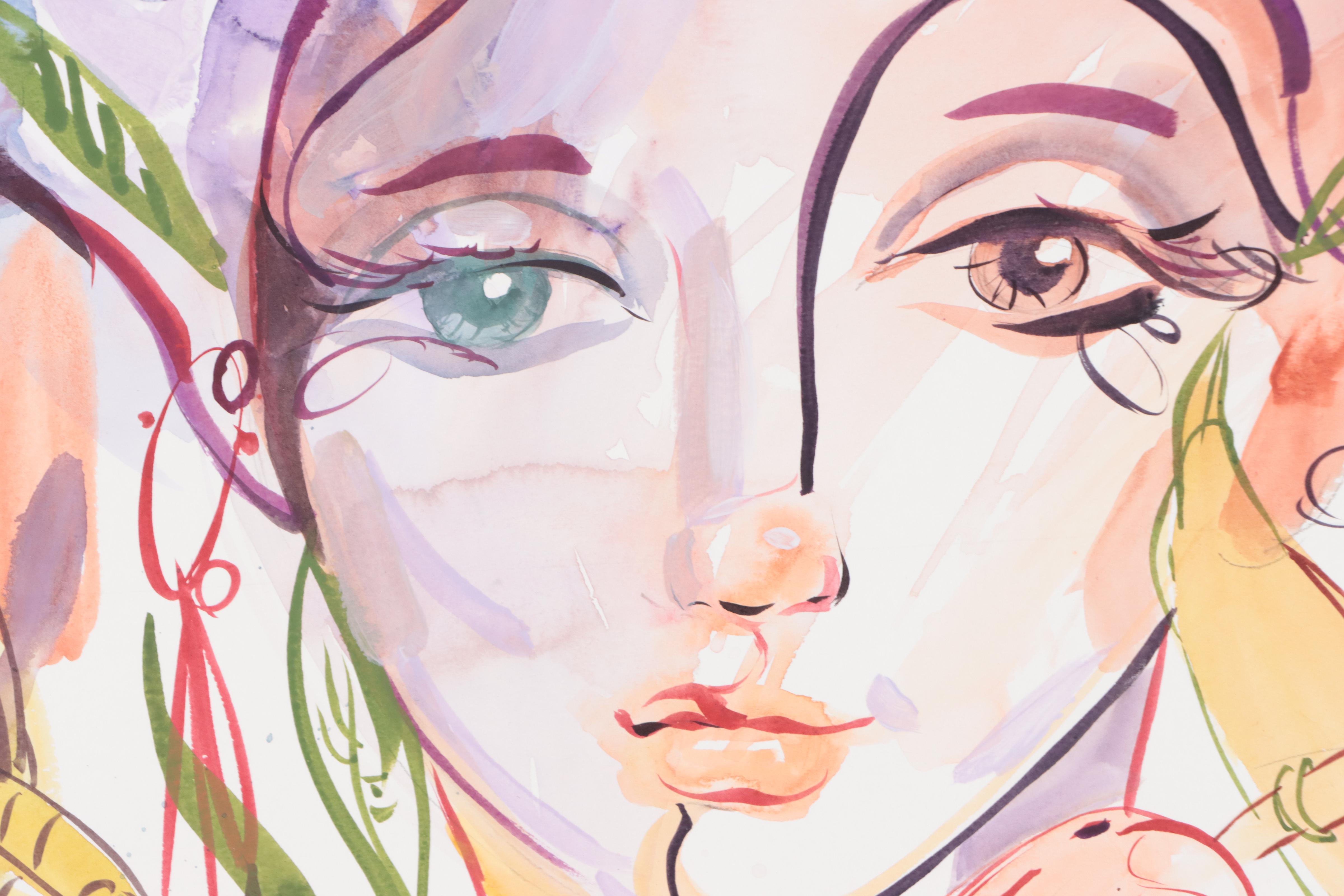 Dan Sabau Watercolor Painting "Tropical Gaze," 2023 | EBTH