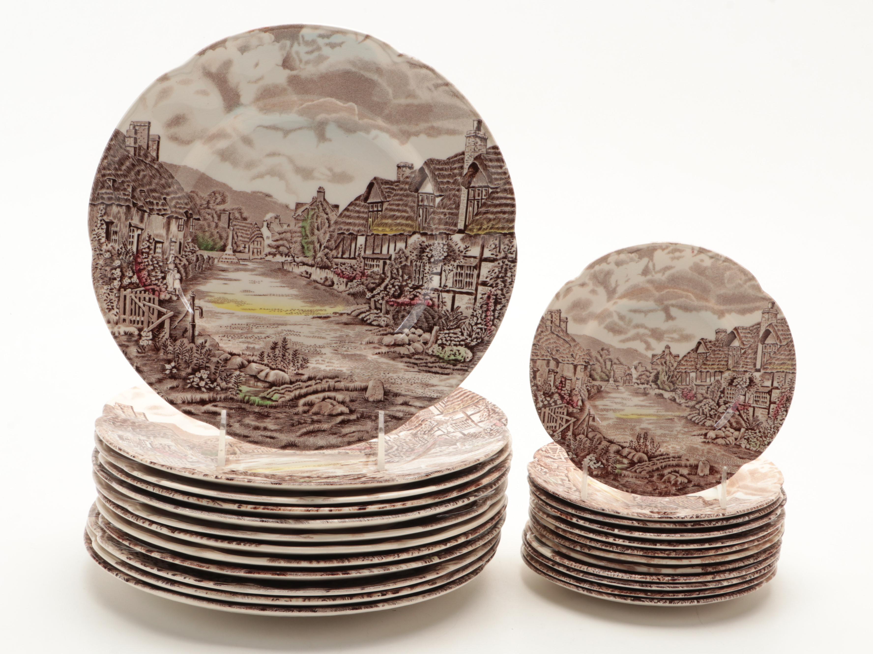 Johnson Bros Polychrome Brown Transferware "Olde English Countryside ...