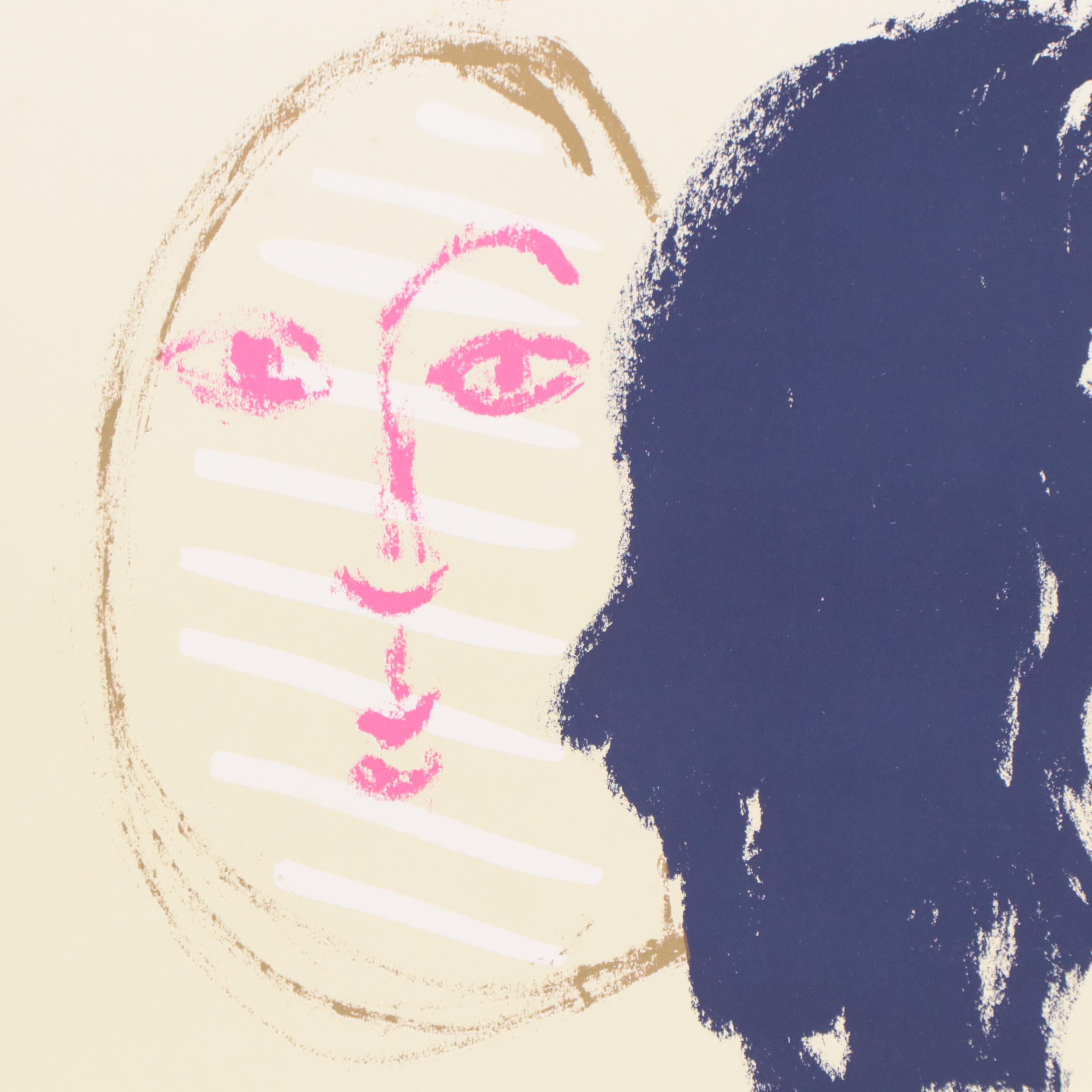 Grégoire Müller Color Lithograph of Faces "Untitled - Profile View" | EBTH