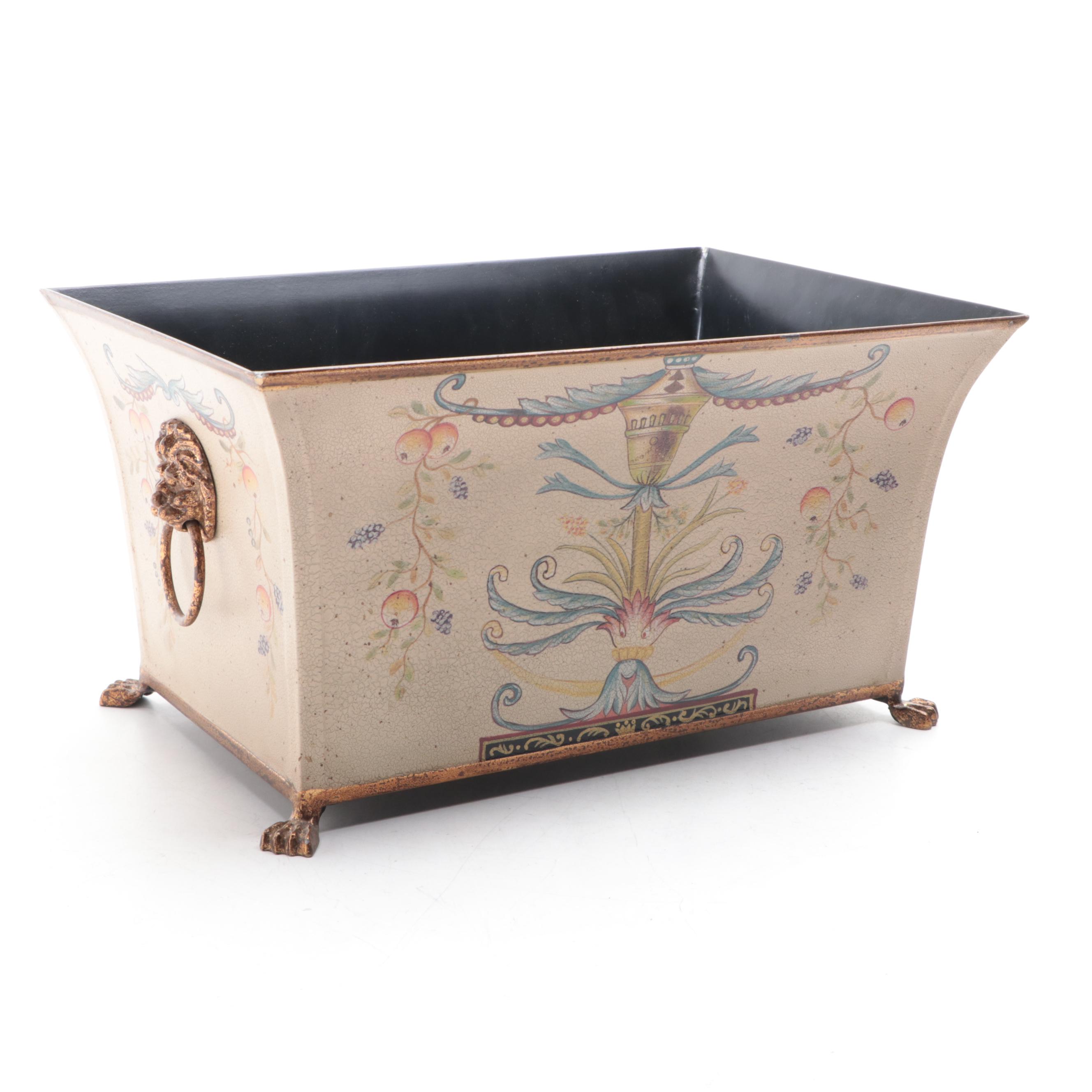 Rococo Style Toleware Brass Lions Head Handled and Paw Footed Planter ...