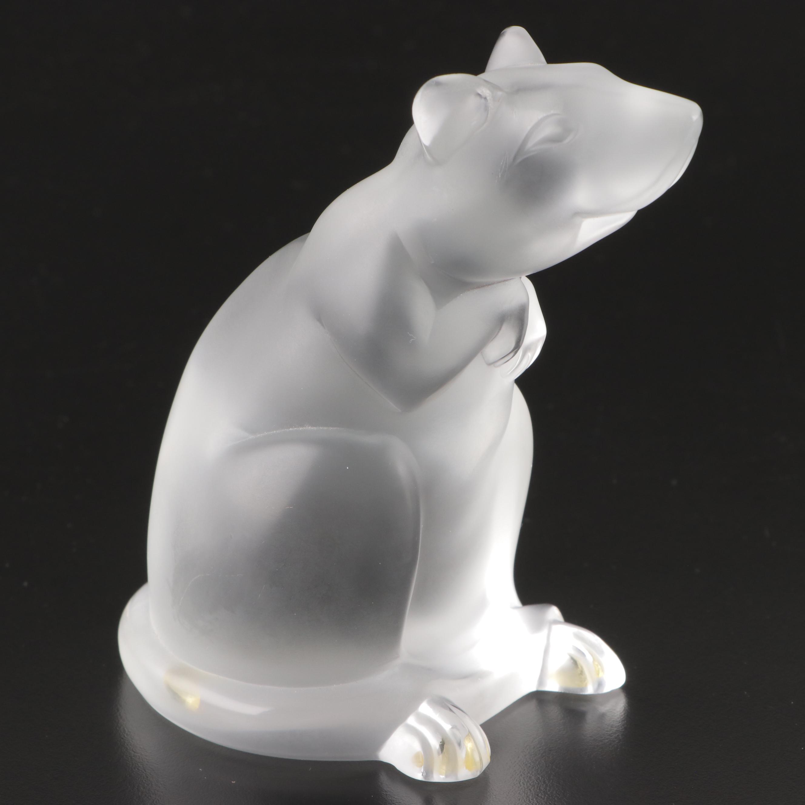 Lalique Frosted Crystal Rat Figurine | EBTH