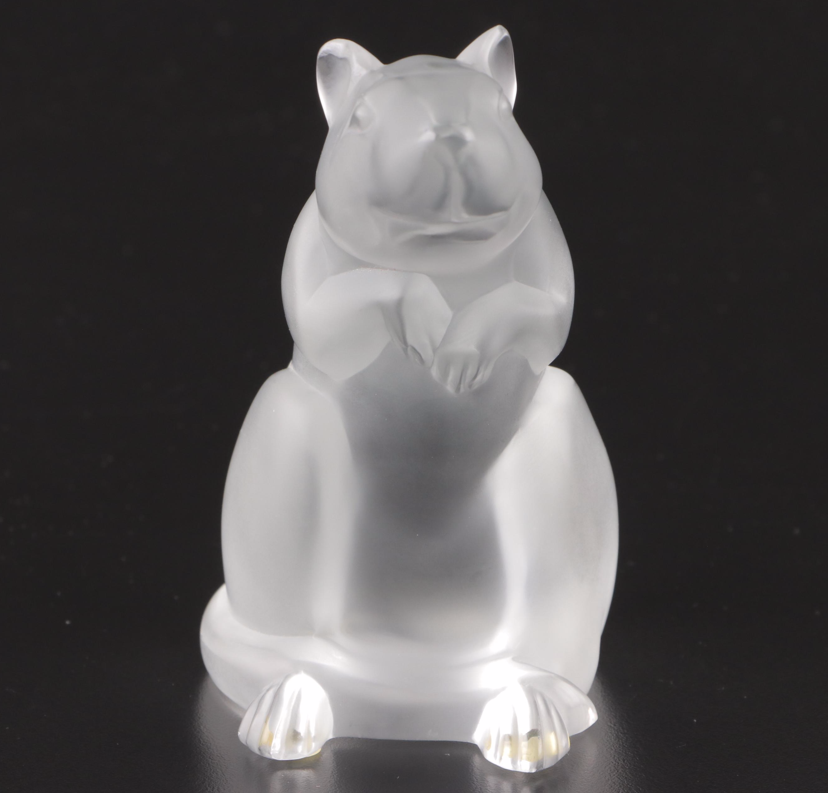 Lalique Frosted Crystal Rat Figurine | EBTH